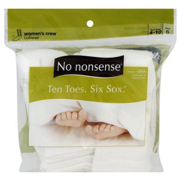 No Nonsense 10 Toes 6 Sox Womens White Crew Socks - Shop Socks & hose ...