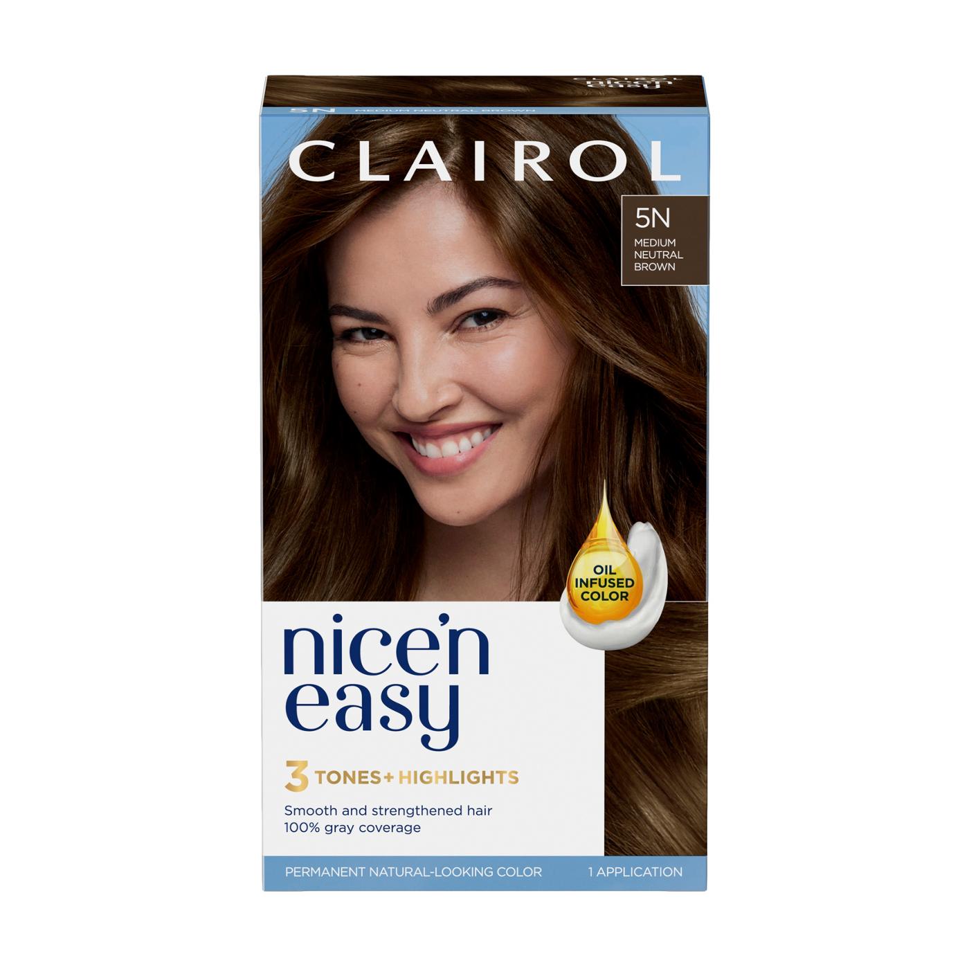 Clairol Nice 'N Easy Permanent Hair Color - 5 Medium Neutral Brown ...