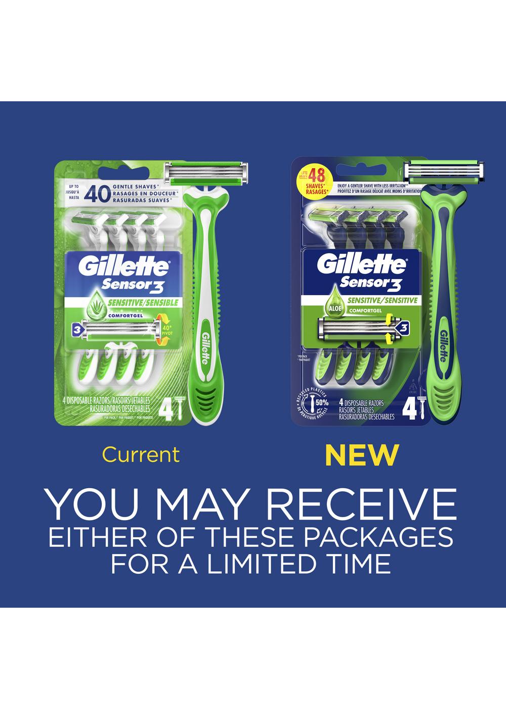 Gillette Sensor3 Sensitive Disposable Razors - Shop Razors & blades at ...