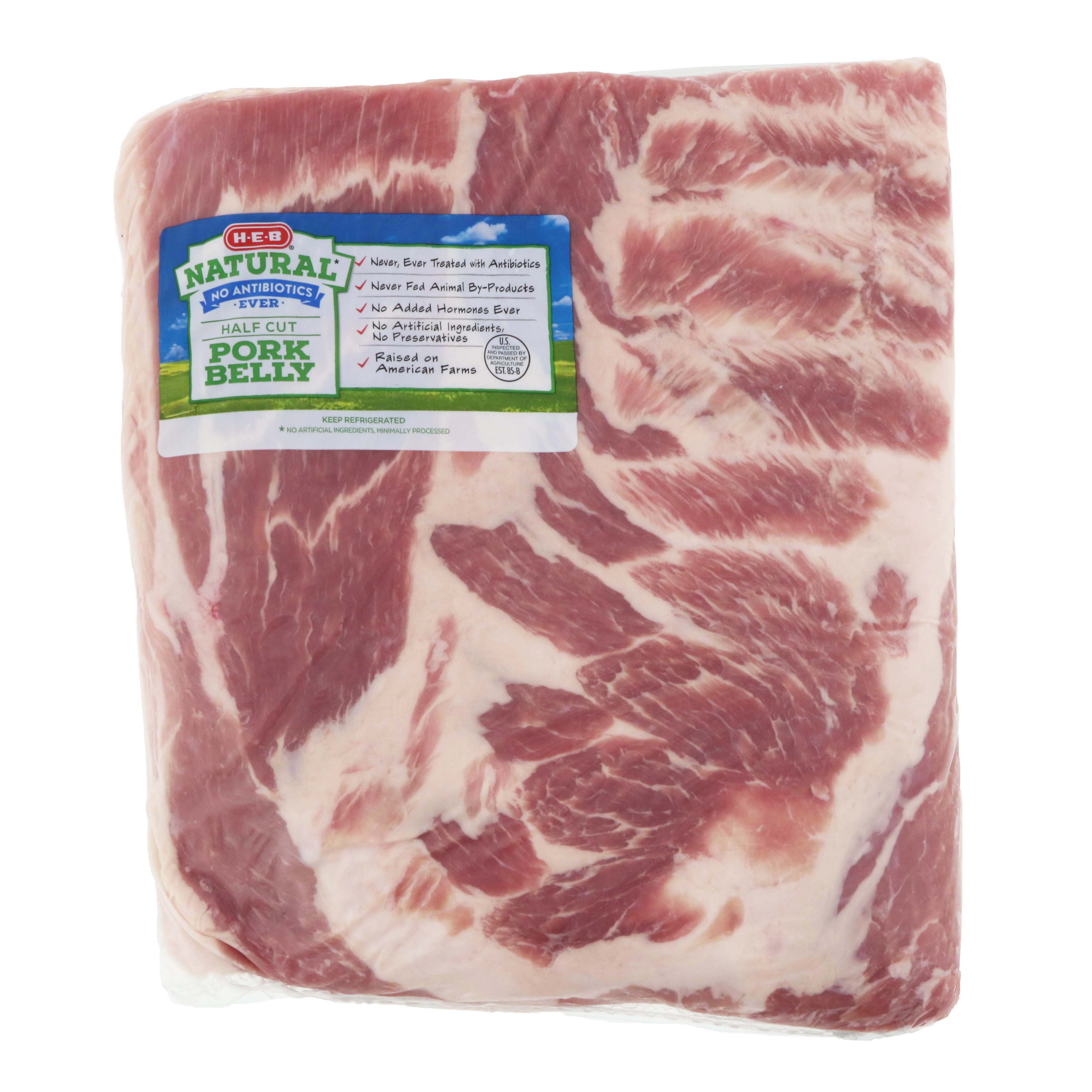 H-E-B Natural Half Cut Pork Belly - Shop Pork at H-E-B