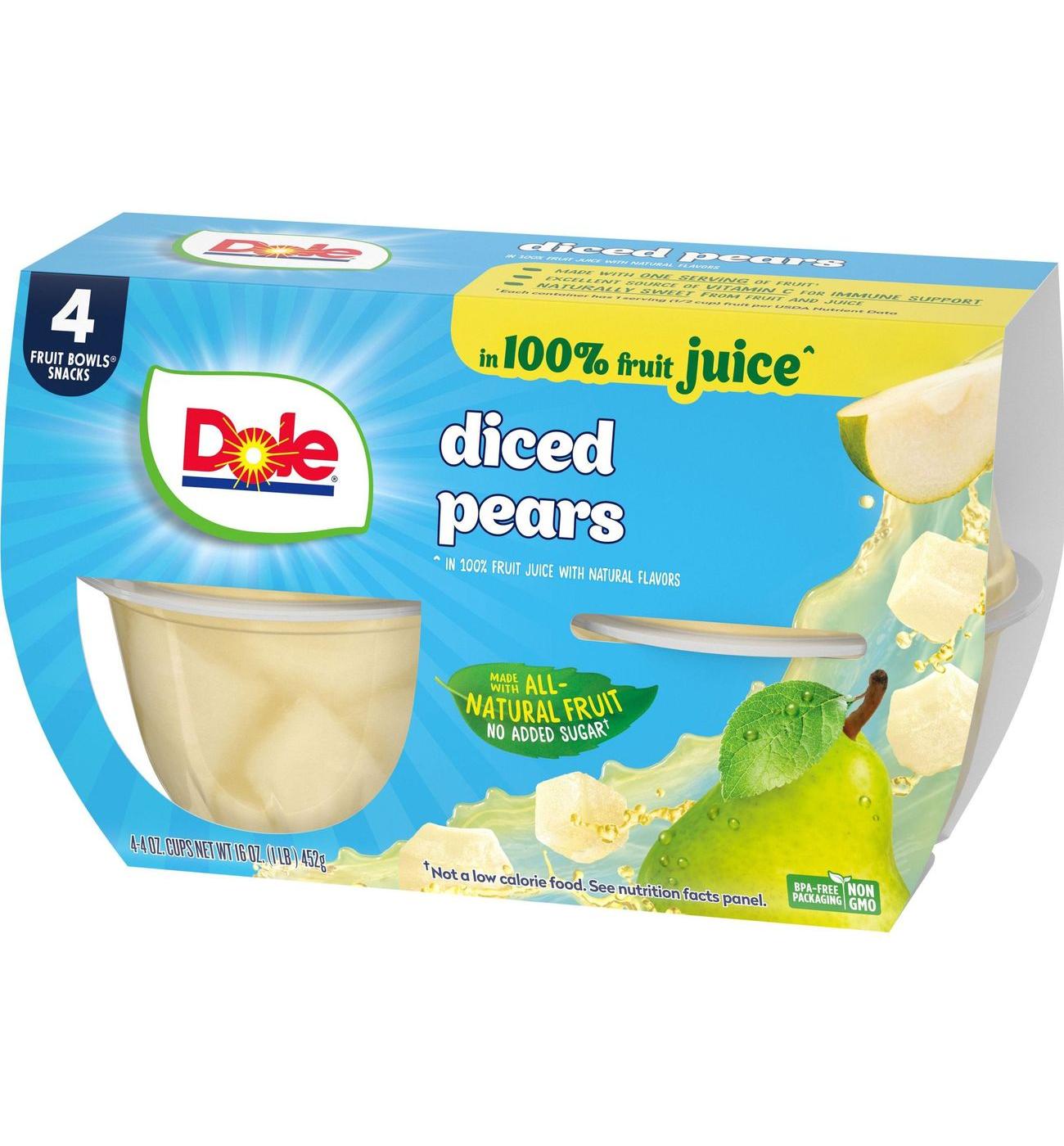 Dole Fruit Bowls - Diced Pears in 100% Juice - Shop Pears at H-E-B