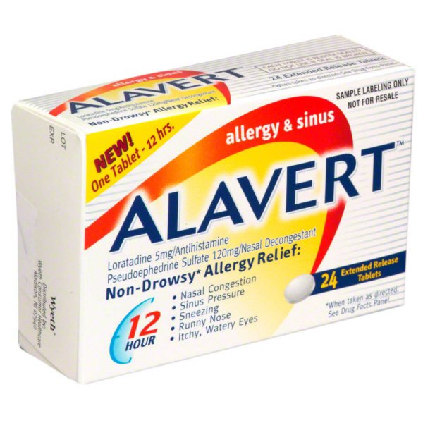 Alavert 12 Hour Allergy & Sinus Loratadine 5 mg/Pseudoephedrine Sulfate ...