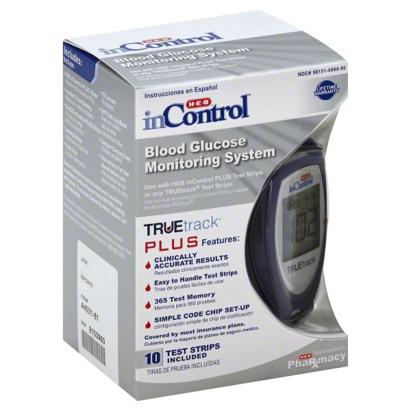 H-E-B InControl Plus TRUEtrack Blood Glucose Monitoring Starter Kit ...