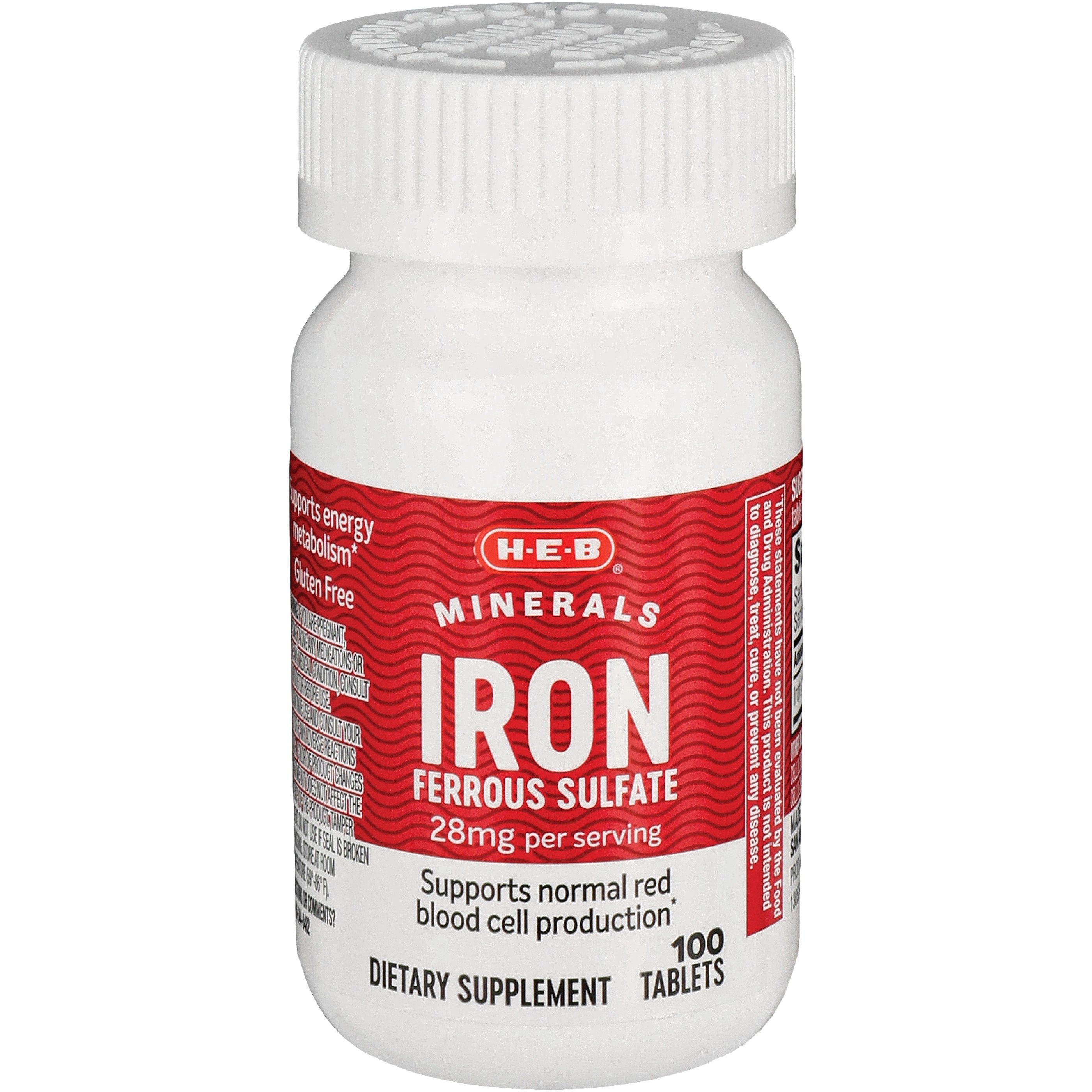 H-E-B Minerals Iron Ferrous Sulfate 28 mg Tablets - Shop Minerals at H-E-B