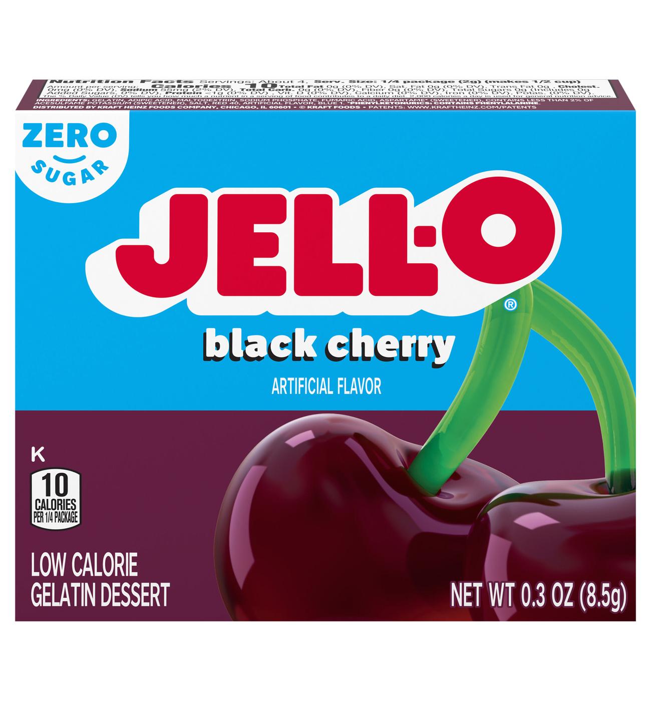 Jell-O Zero Sugar Black Cherry Gelatin Dessert Mix - Shop Pudding ...