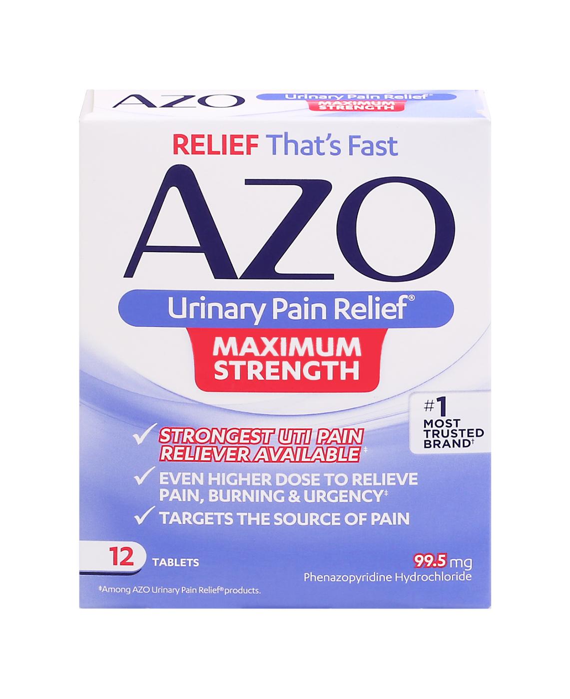 Azo Maximum Strength Urinary Pain Relief Tablets - Shop Pain relievers ...