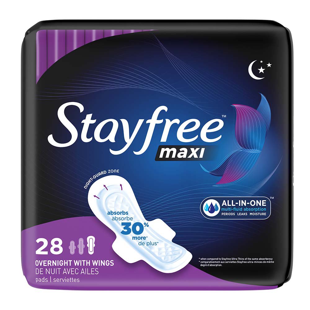 Stayfree Maxi Overnight Pads with Wings - Shop Pads & liners at H-E-B