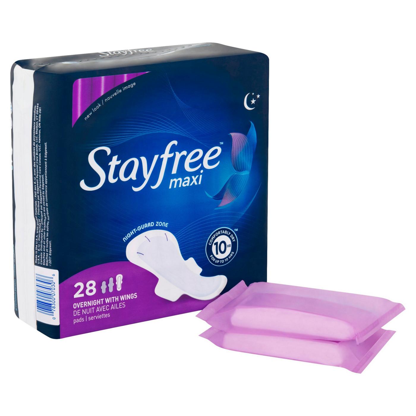 Stayfree Maxi Overnight Pads with Wings - Shop Pads & liners at H-E-B