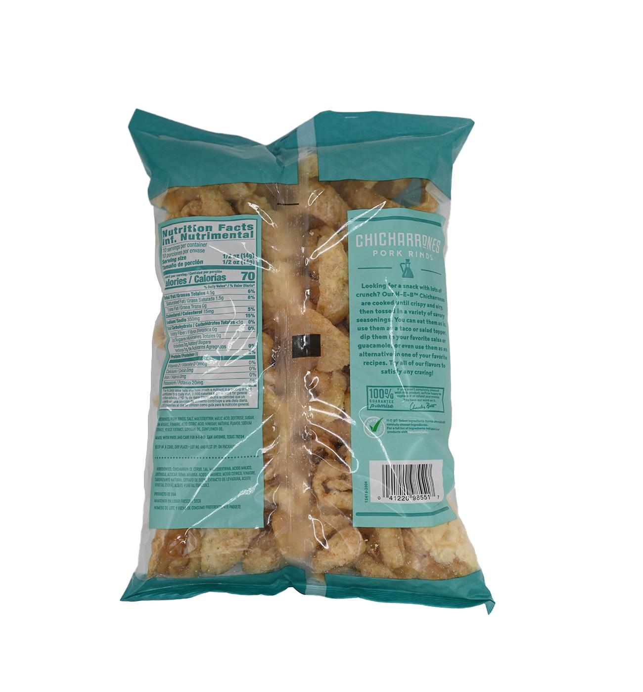 H-E-B Chicharrones Pork Rinds - Salt & Vinegar - Shop Chips at H-E-B