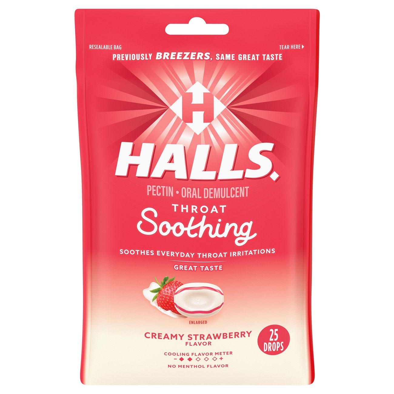 Halls Throat Soothing Cough Drops - Creamy Strawberry - Shop Cough ...