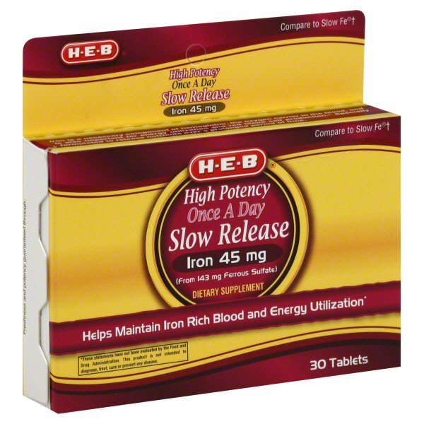 H-E-B Iron 45 mg Once A Day Slow Release Tablets - Shop Vitamins ...
