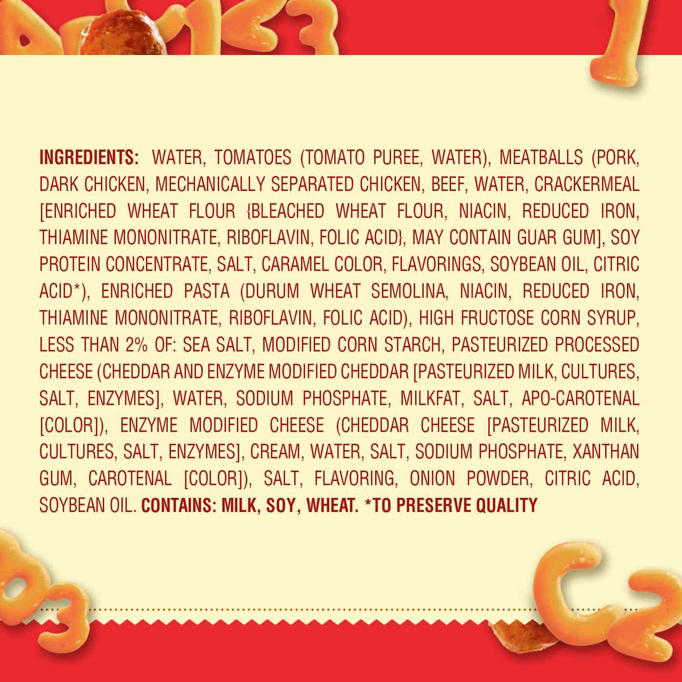 Chef Boyardee Mini ABC's and 123's with Meatballs - Shop Pantry meals ...