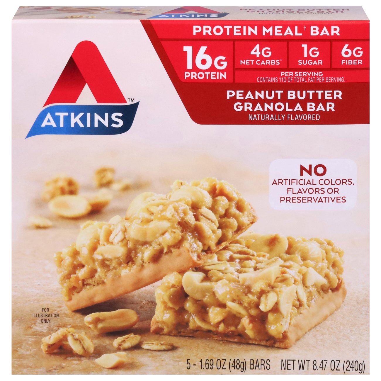 Atkins 16g Protein Meal Bars - Peanut Butter Granola - Shop Diet ...