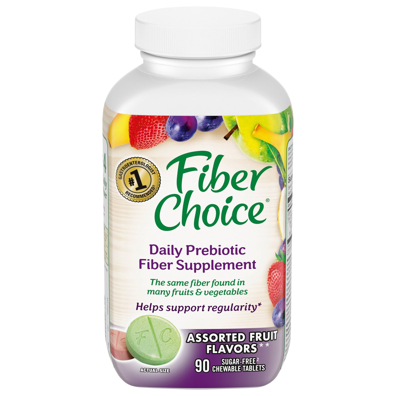 Fiber Choice Assorted Fruit Prebiotic Fiber Sugar Free Chewable Tablets ...