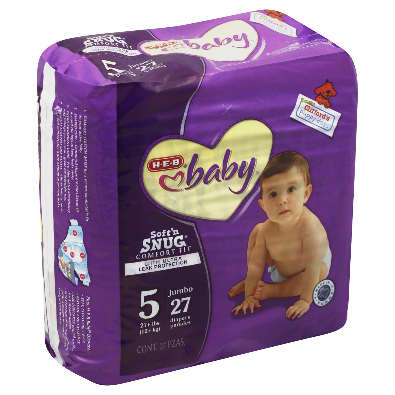 H-E-B Baby Clifford's Puppy Days Jumbo Pack Diapers - Size 5 - Shop ...