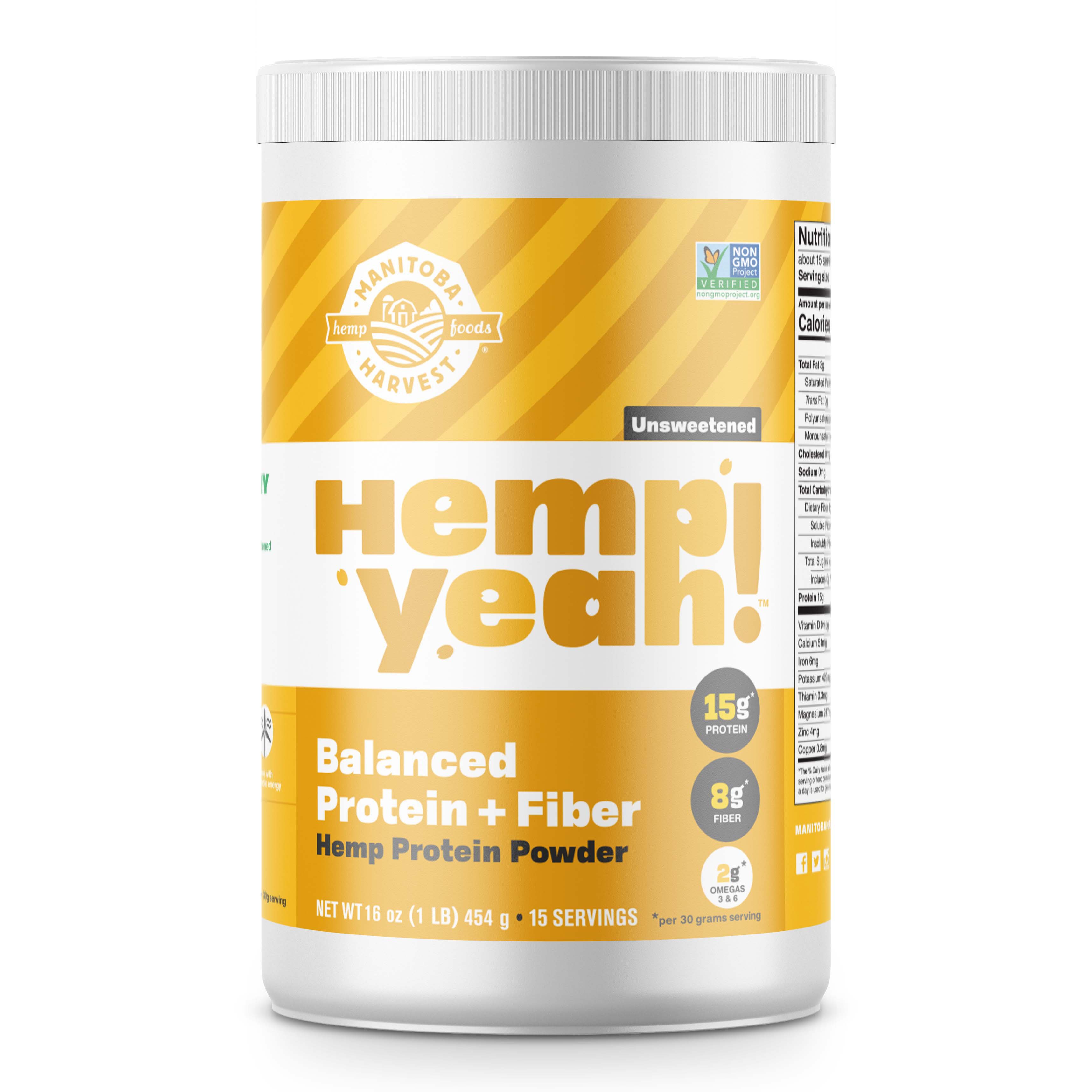 Manitoba Harvest Hemp Yeah! 15g Protein Powder - Unsweetened, 16 oz ...