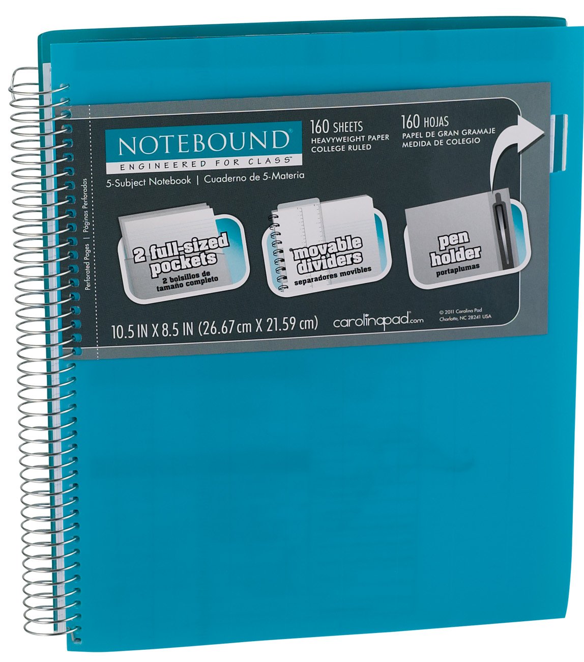 Notebound Full Size Poly Pockets Five Subject Notebook - Shop School ...