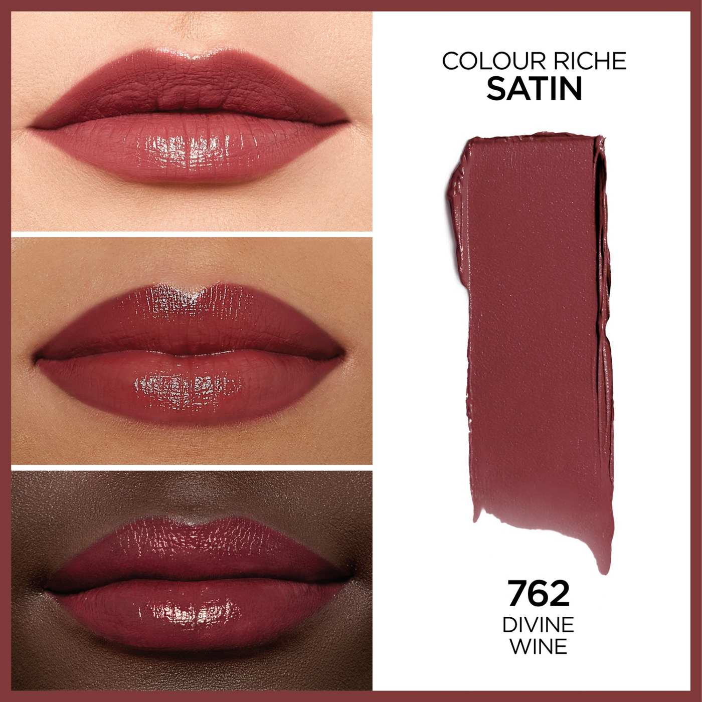 L'Oréal Paris Colour Riche Original Satin Lipstick - Divine Wine - Shop ...