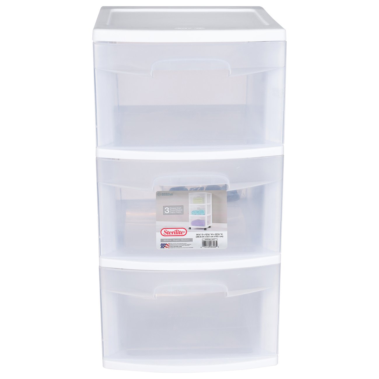 Sterilite Three-Drawer Storage Cart - Clear - Shop Closet & cabinet ...