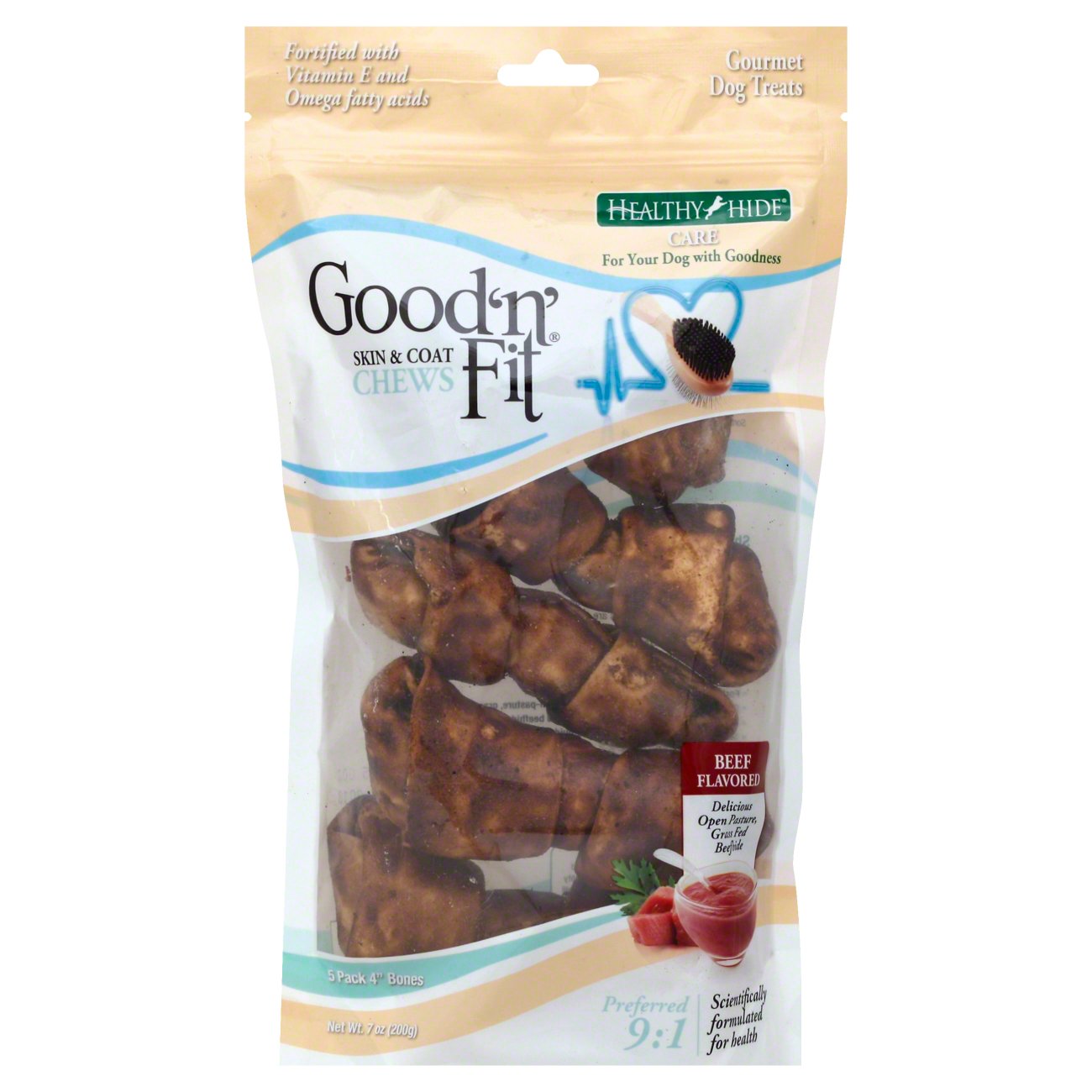 Healthy Hide 4 INCH Good N' Fit Skin and Coat Beef Flavor Bones - Shop ...