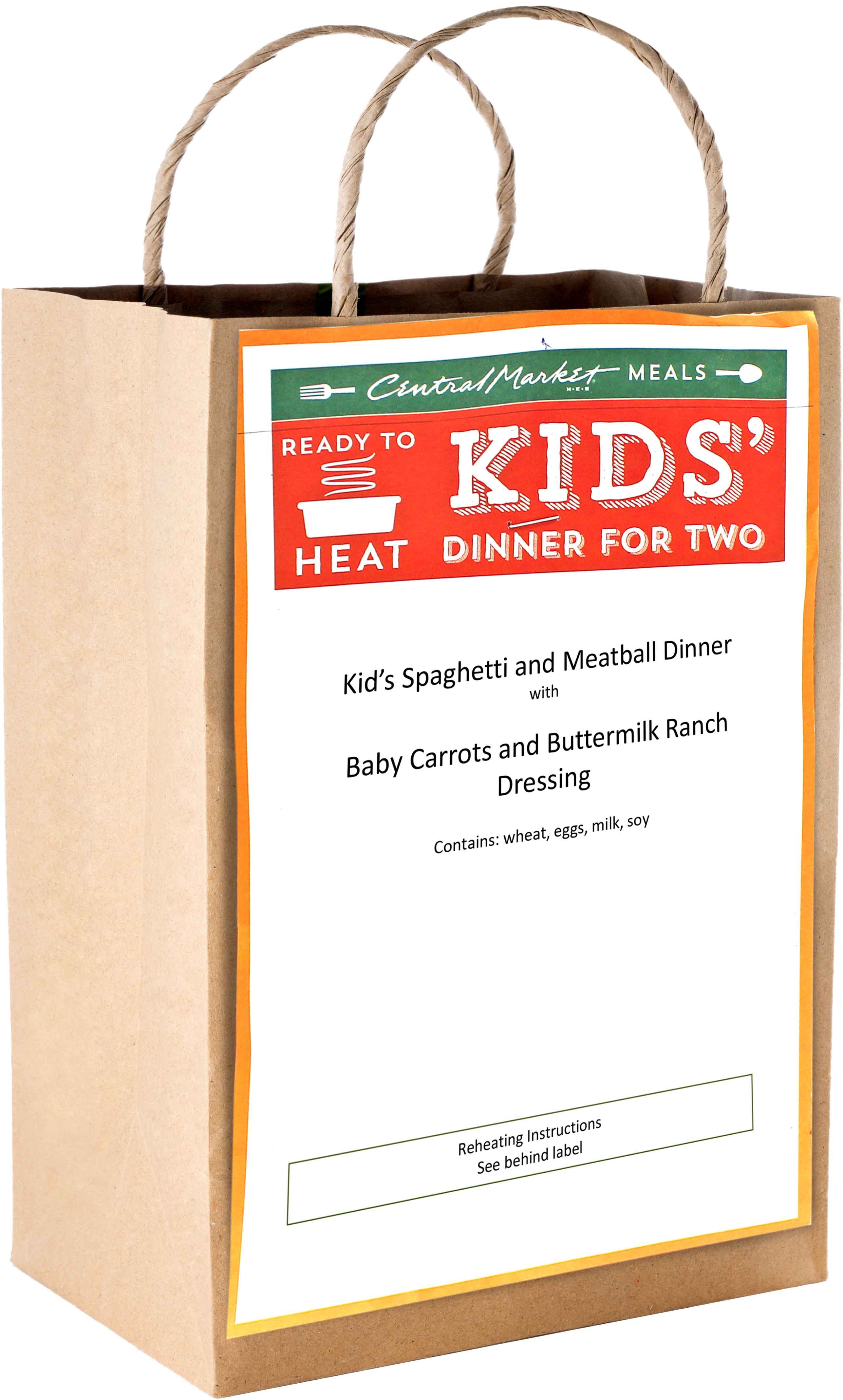 Central Market Kids Spaghetti and Meatballs Dinner for 2 - Shop at H-E-B