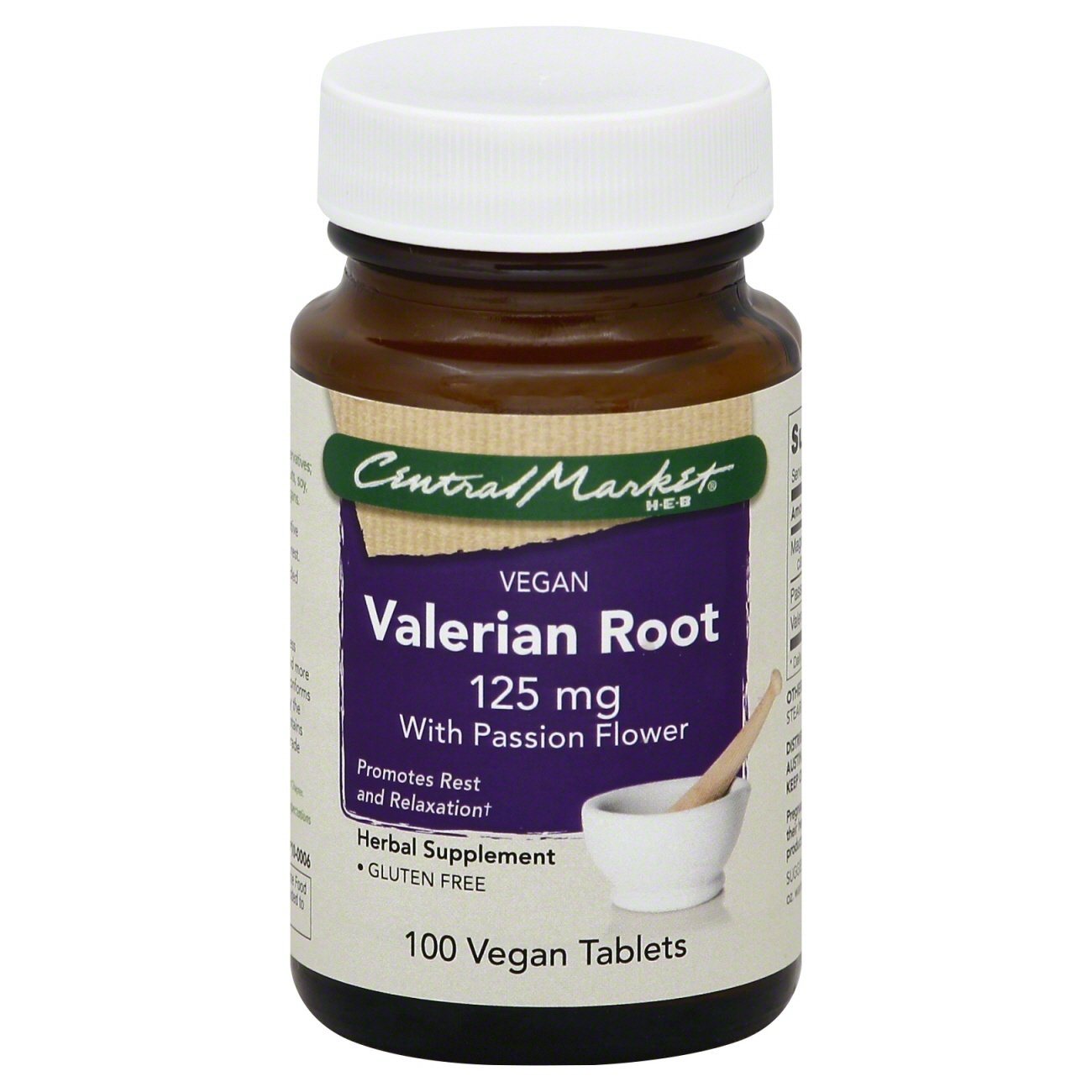 Central Market Valerian Root 125 Mg with Passion Flower Vegetarian ...