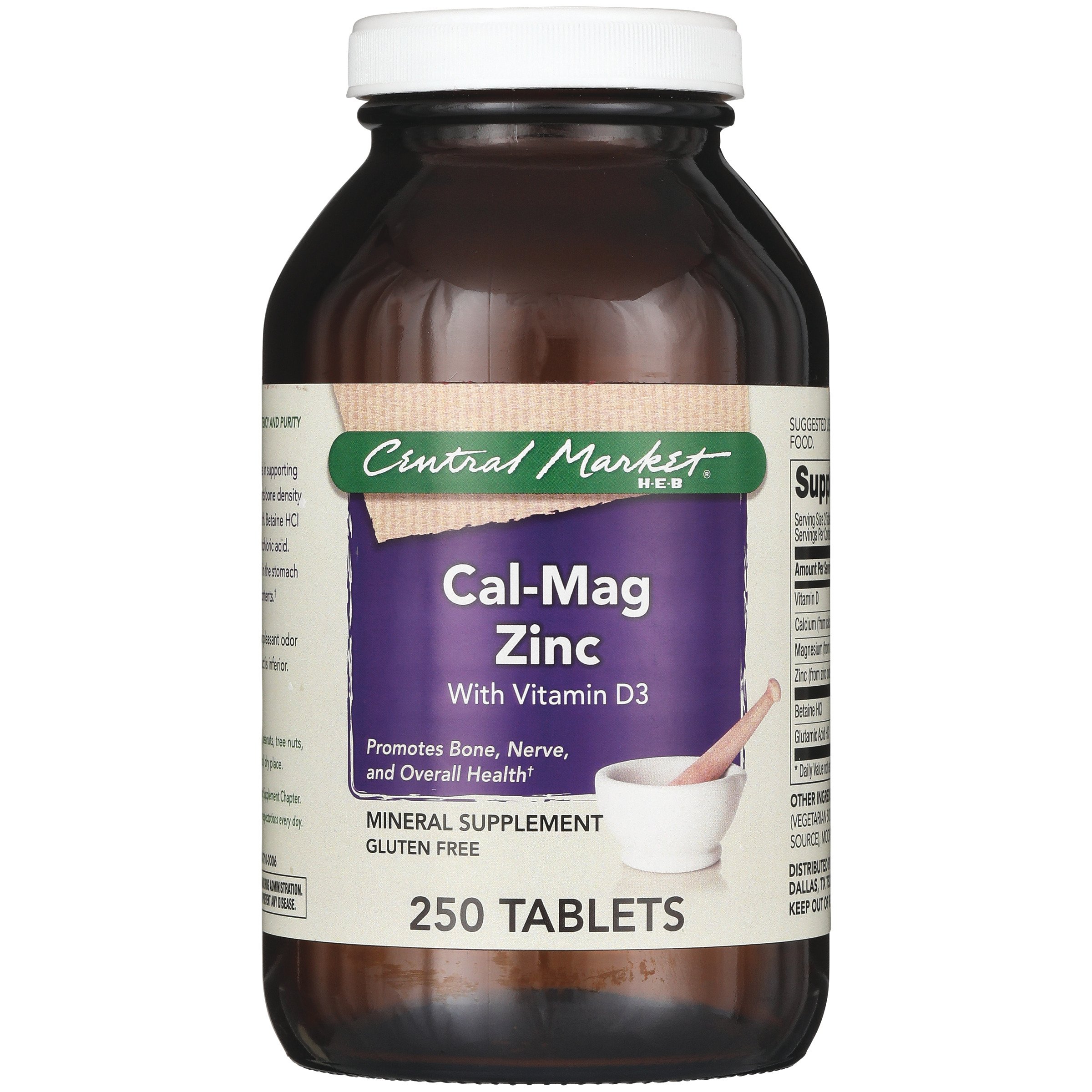 Central Market Cal-Mag Zinc with Vitamin D3 Vegetarian Tablets, 250 ct ...