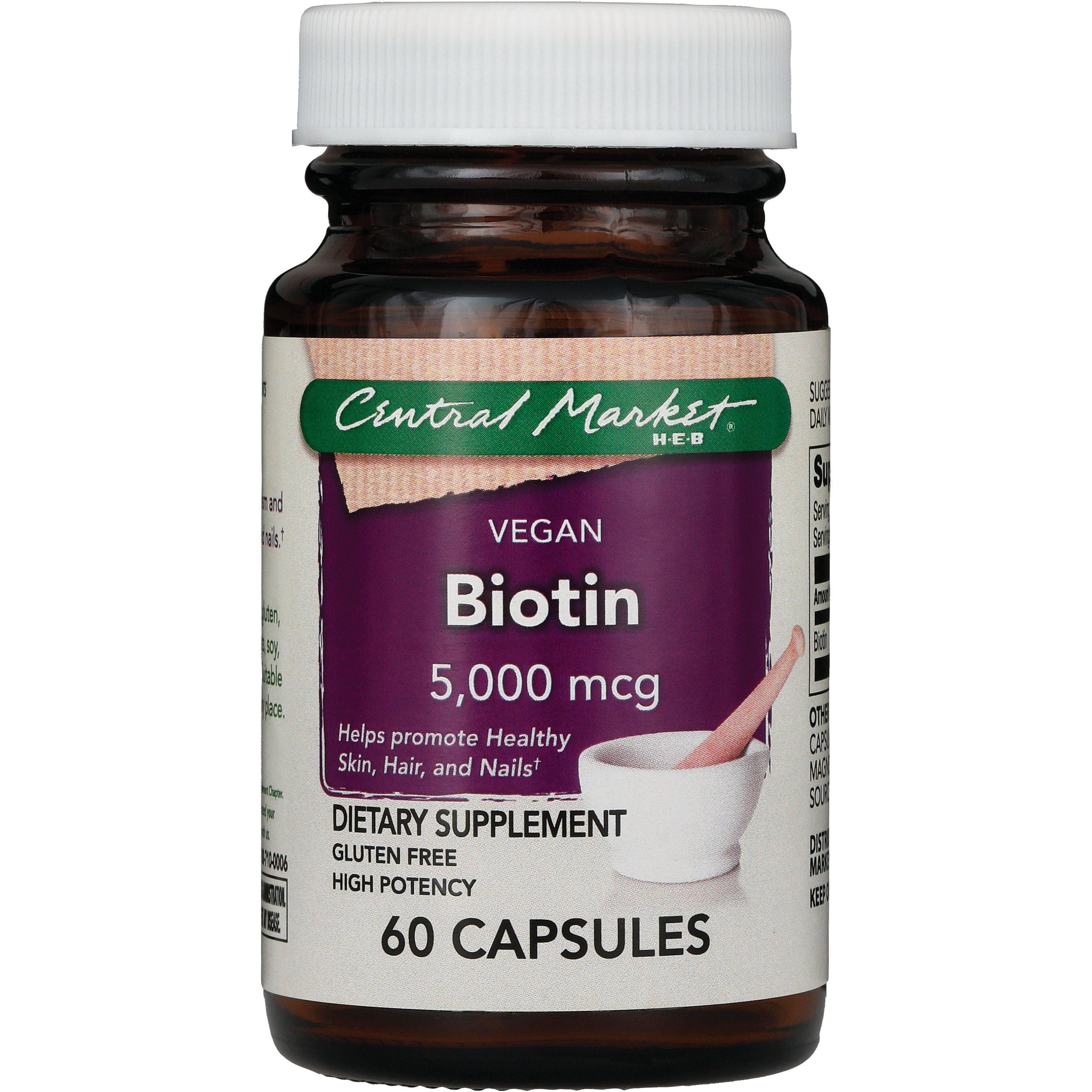 Central Market Biotin 5 mg Vegan Capsules - Shop Vitamins A-Z at H-E-B