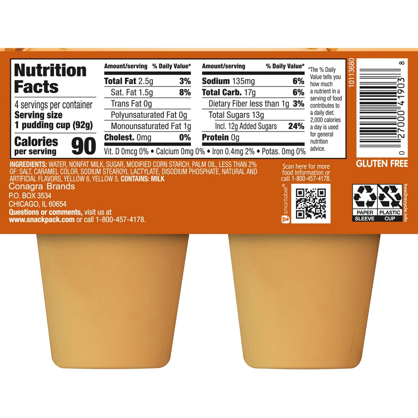 Snack Pack Butterscotch Pudding Cups - Shop Pudding & gelatin at H-E-B