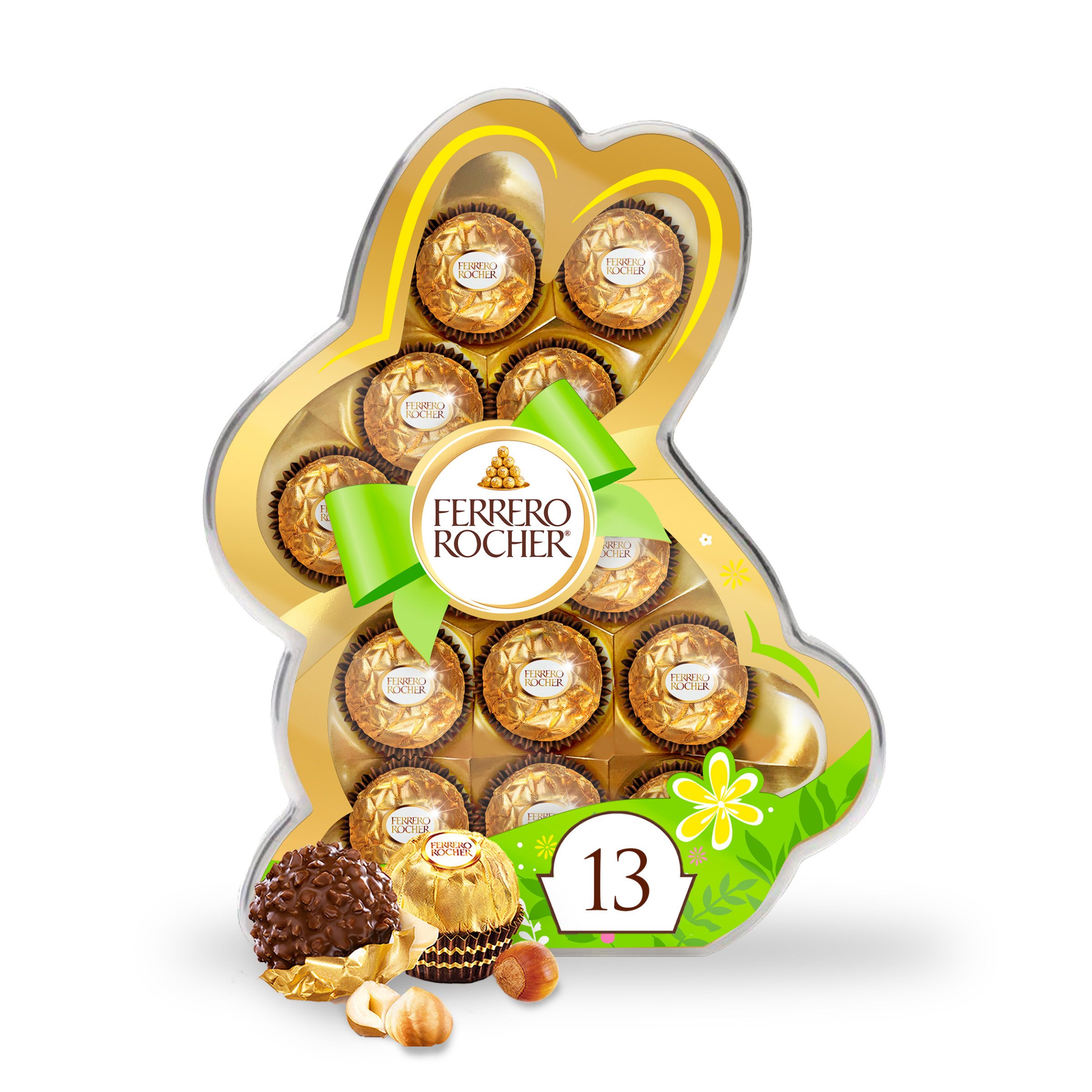 Ferrero Rocher Fine Hazelnut Chocolates Easter Bunny Gift Box, 13 pc ...