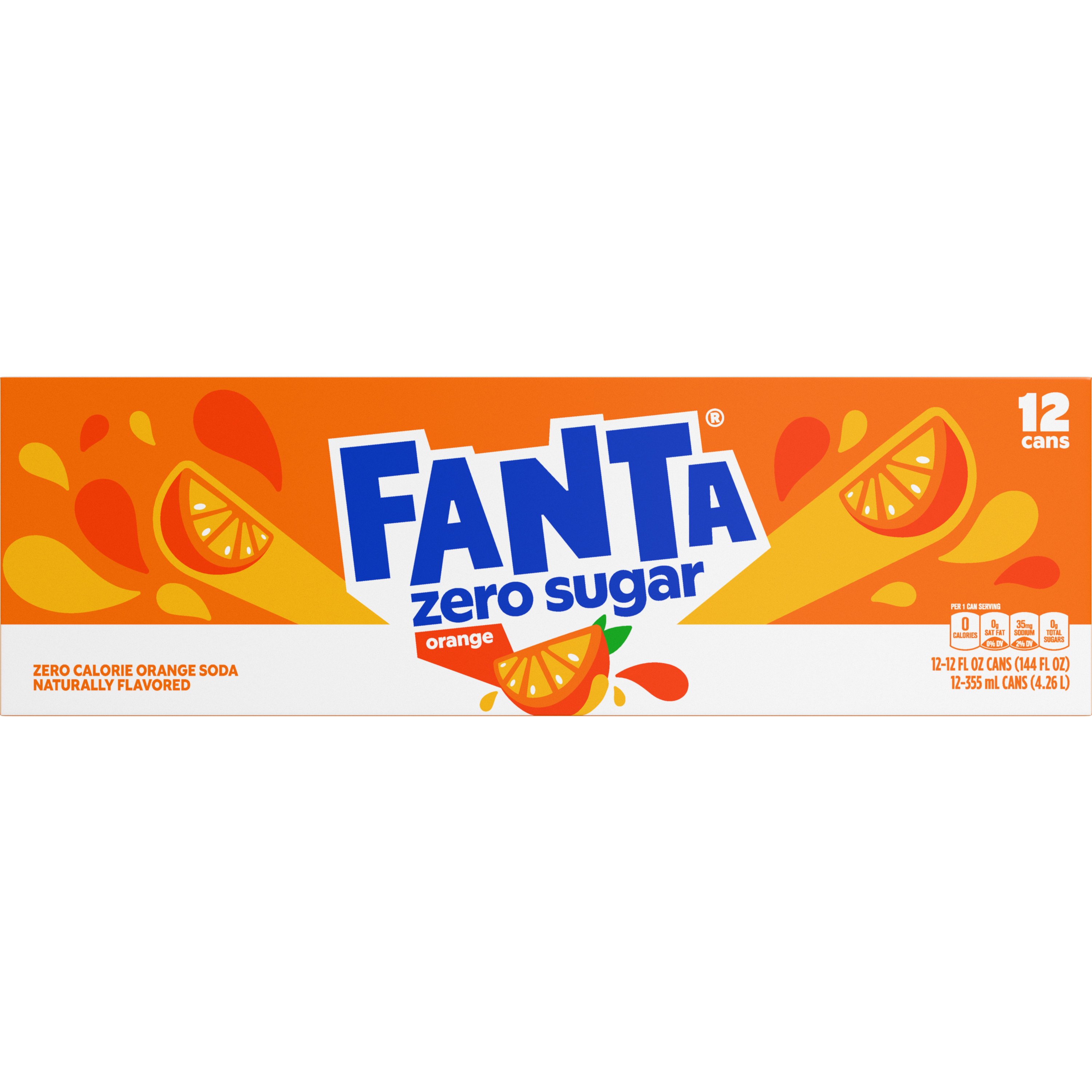 Fanta Zero Sugar Orange Soda Soft Drink Fridge Pack 12 pk Cans - Shop ...