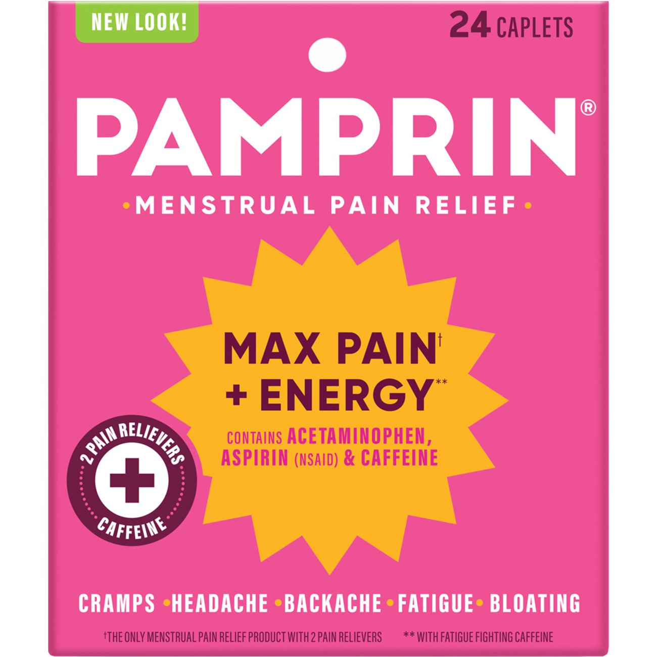 Pamprin Maximum Strength Menstrual Pain Relief + Energy Caplets - Shop ...