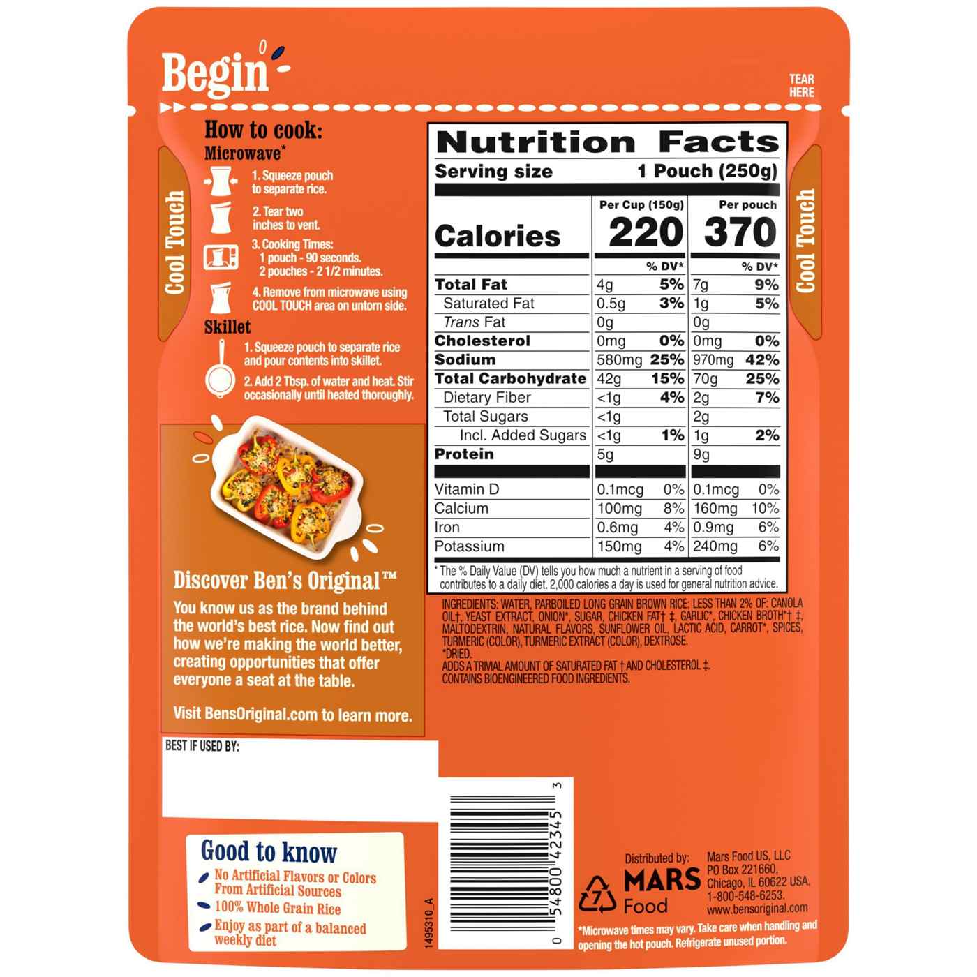 Ben's Original Ready Rice Chicken Flavored Whole Grain Brown Rice ...