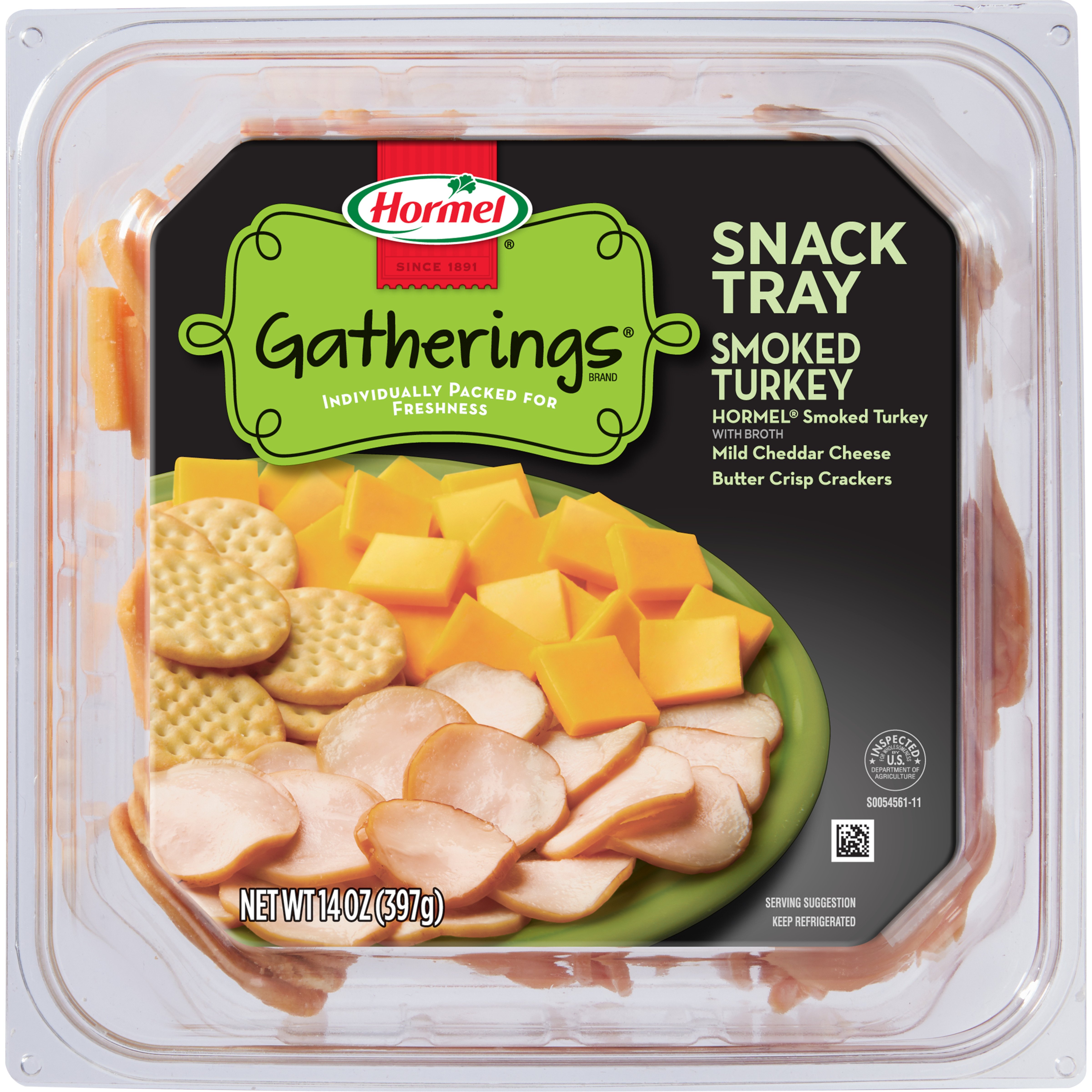 Hormel Gatherings Snack Tray - Smoked Turkey, Mild Cheddar & Crackers ...