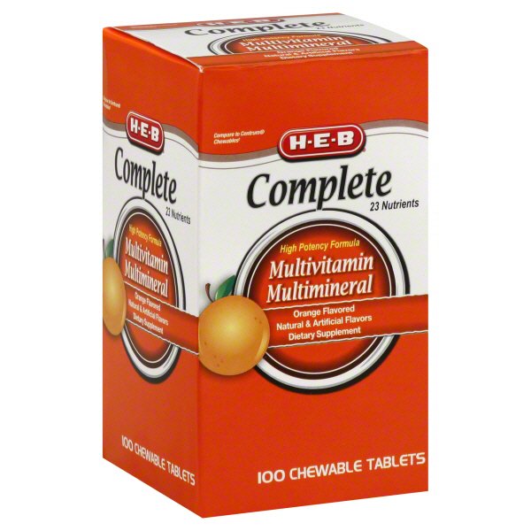 H-E-B Complete Multivitamin/Multimineral Orange Flavored Chewable ...