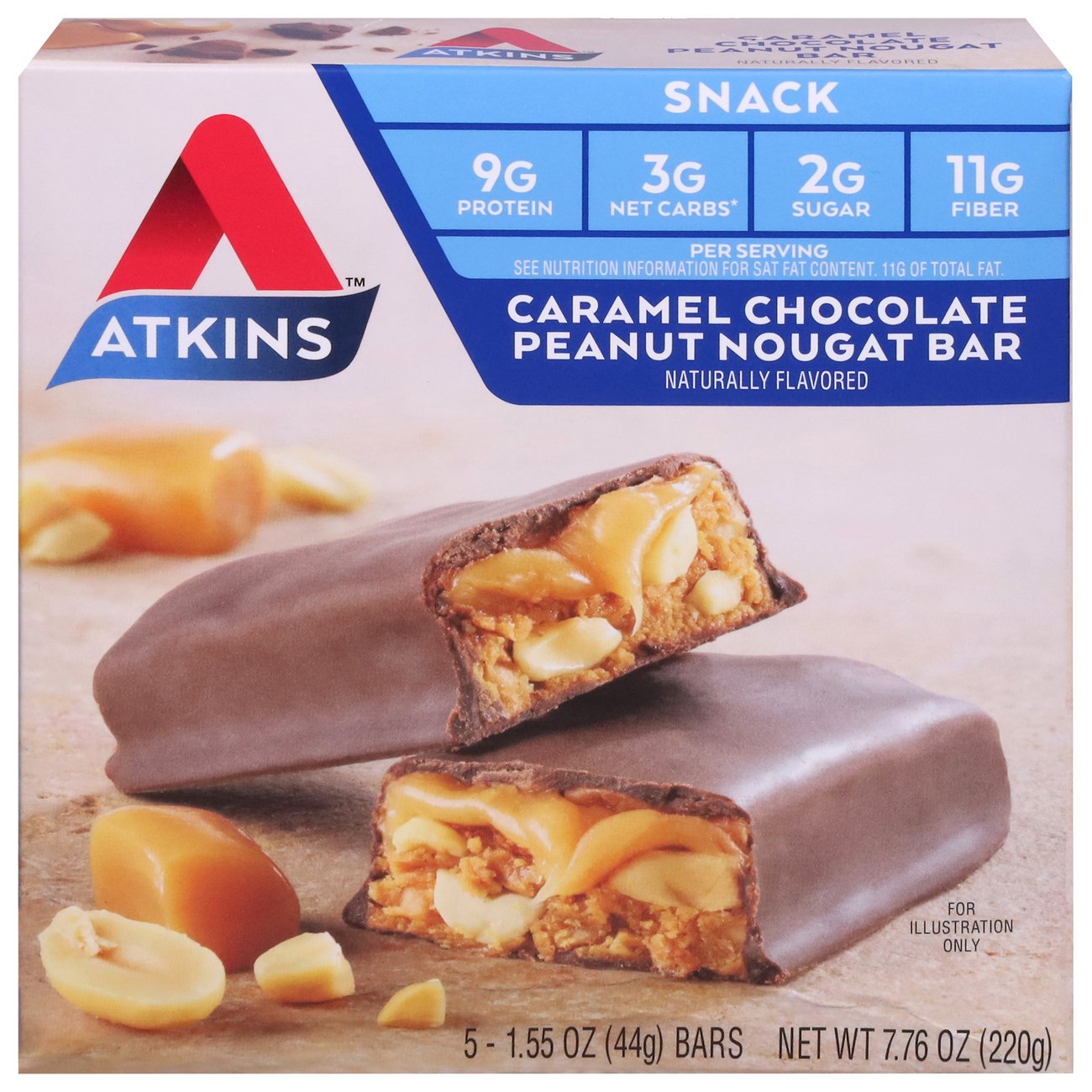 Atkins Advantage Snack/Light Meal Caramel Chocolate Peanut Nougat Bar ...