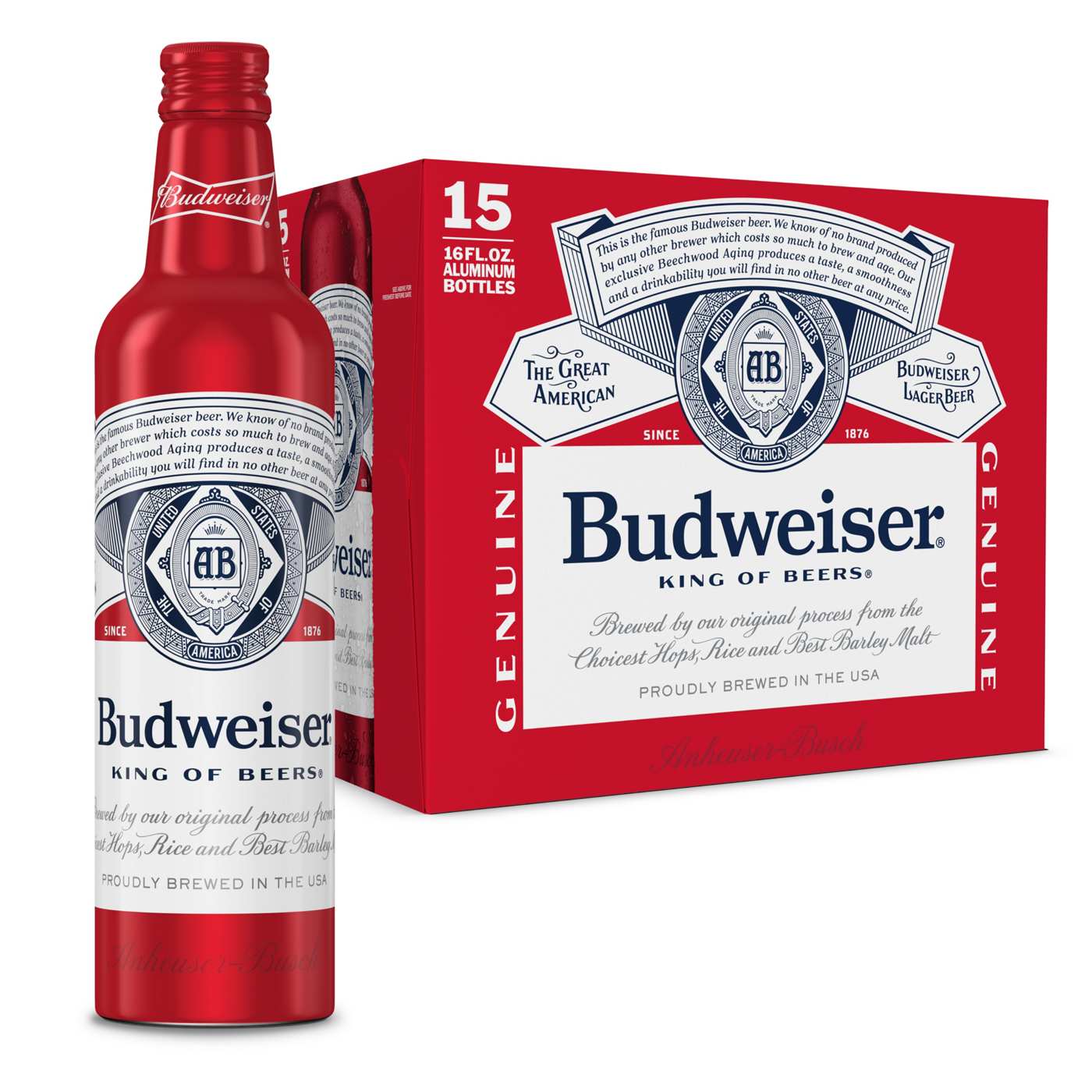 Budweiser American Lager Beer 15 pk Aluminum Bottles - Shop Beer at H-E-B