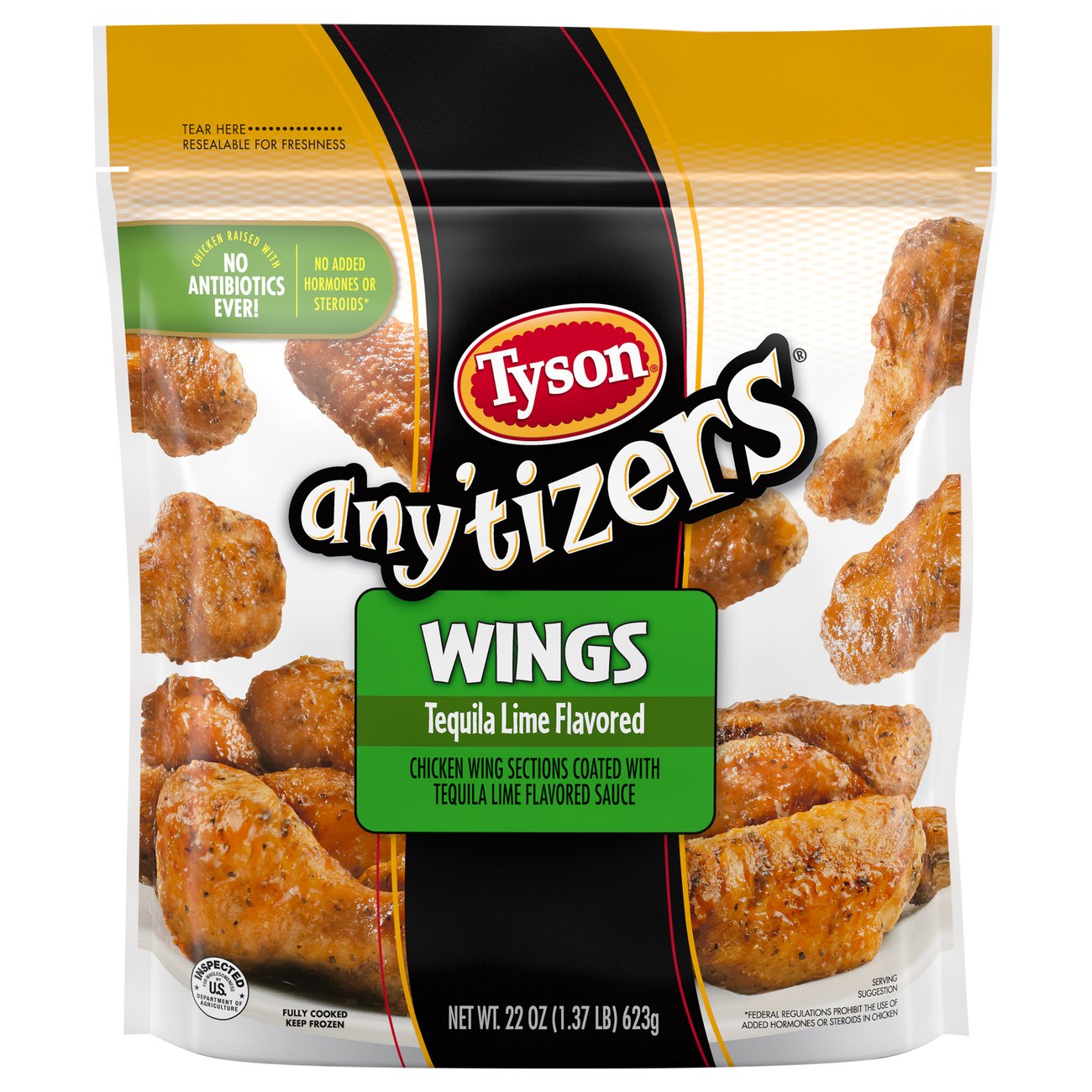 Tyson Any'tizers Frozen Bone-In Chicken Wings - Tequila Lime Flavored ...