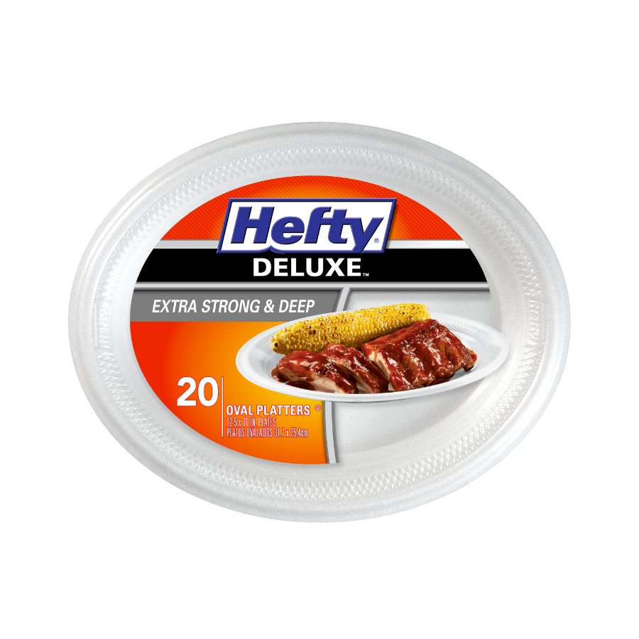 Hefty Deluxe Extra Strong and Deep Oval Foam Platters - Shop Plates ...