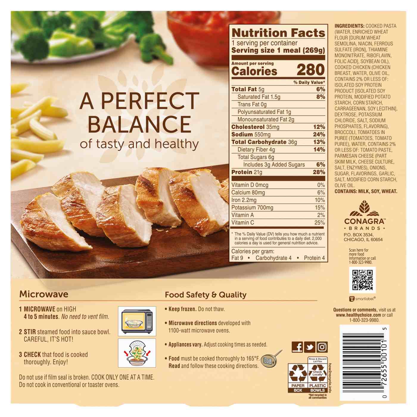 Healthy Choice Café Steamers Grilled Chicken Marinara Frozen Meal ...