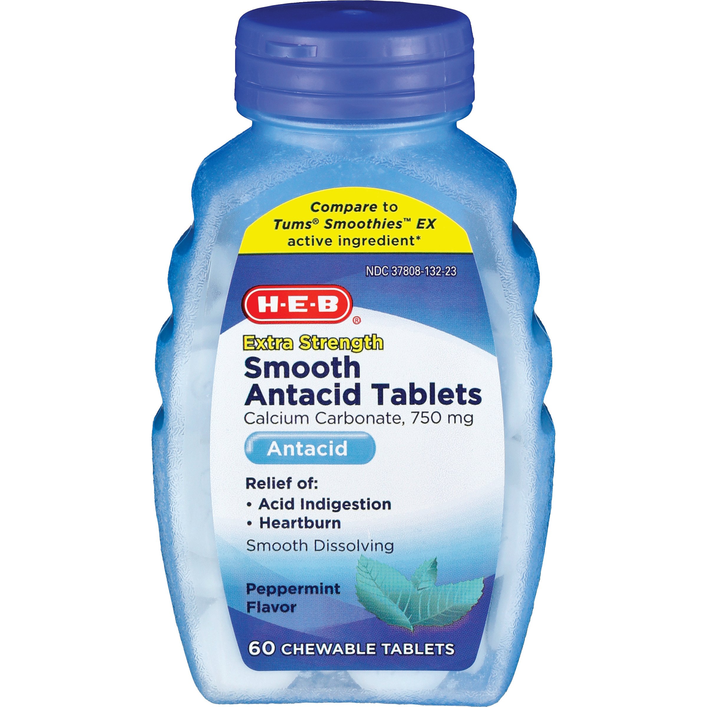 H-E-B Extra Strength Smooth Antacid Peppermint Flavor Chewable 750 mg ...