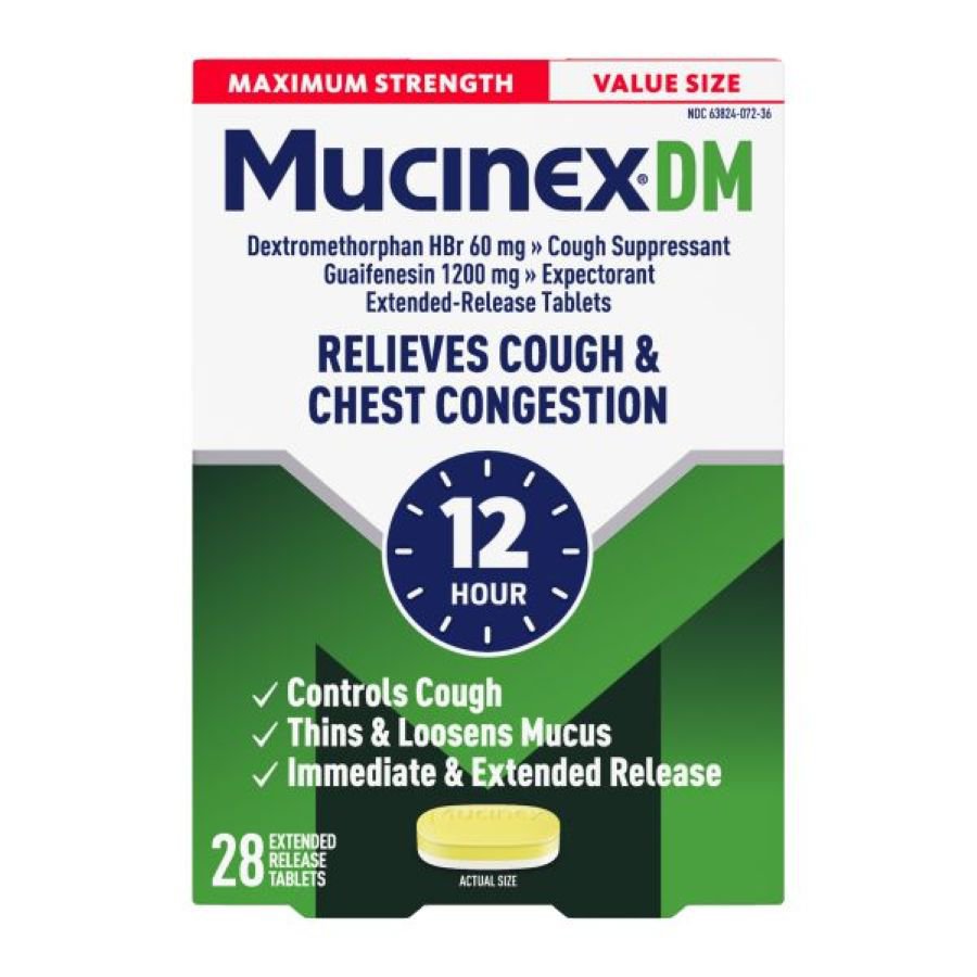 Mucinex DM Maximum Strength 12-Hour Expectorant and Cough Suppressant ...