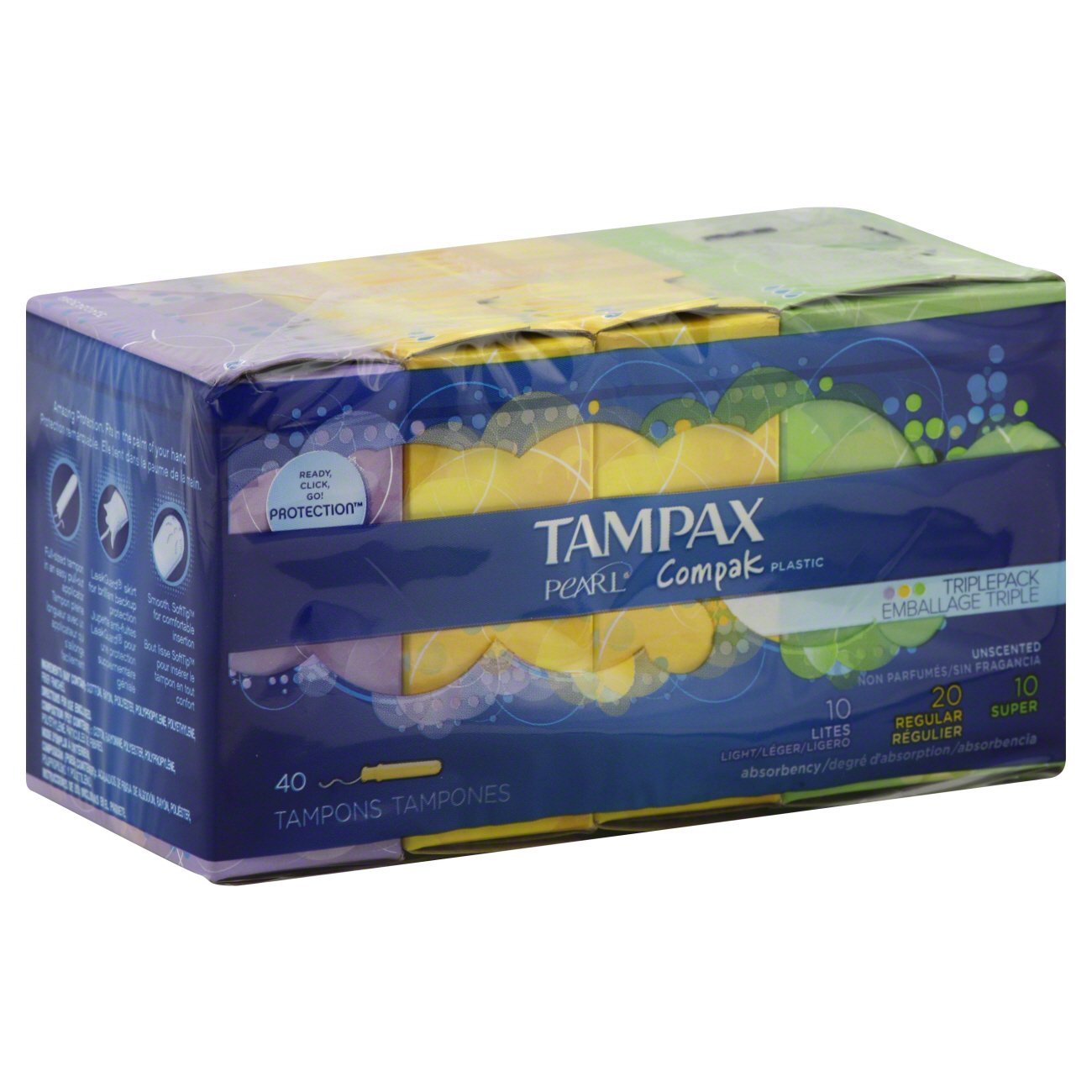 Tampax Pearl Compak Plastic Unscented Tampons Triple Pack - Shop ...