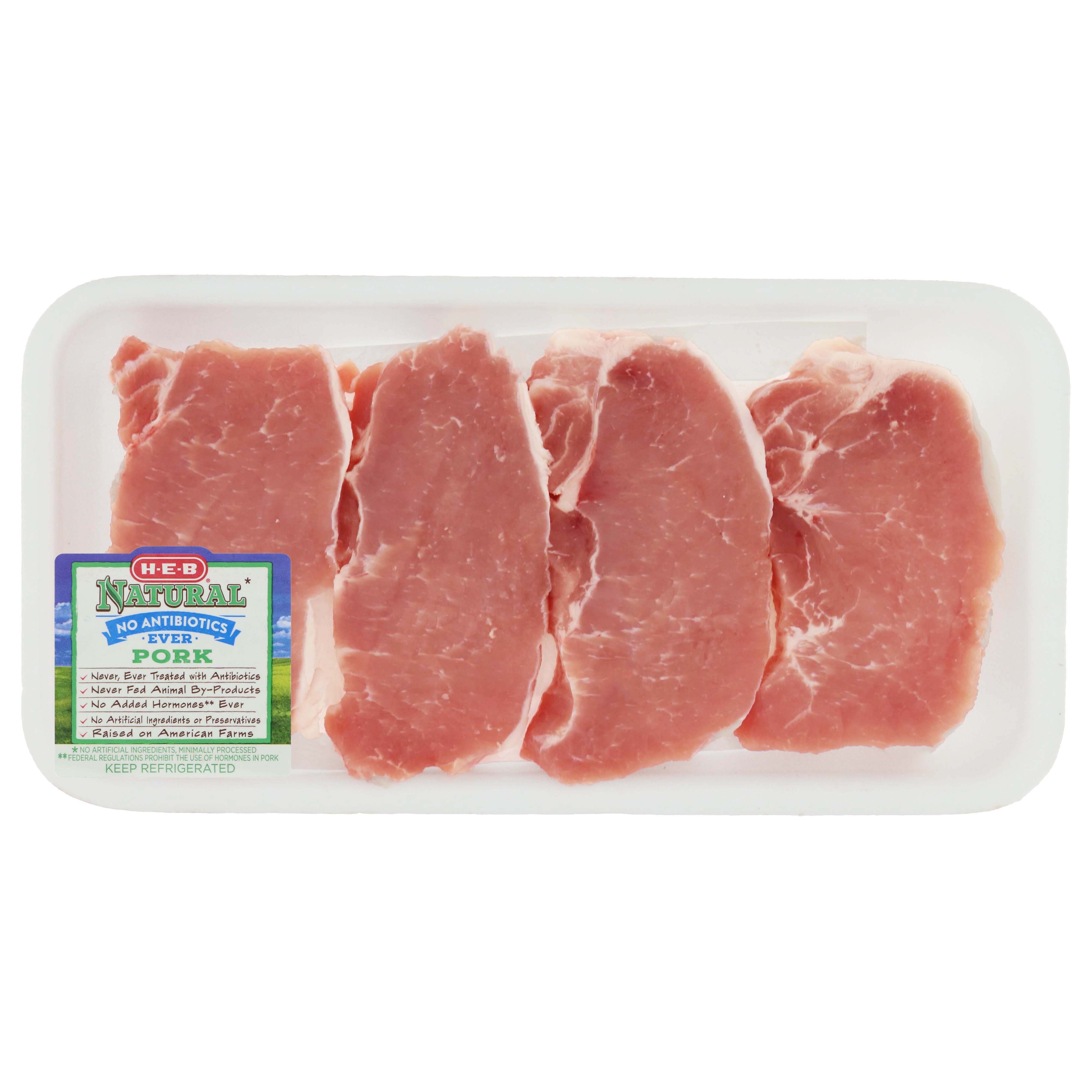 H-E-B Natural Boneless Center Loin Pork Chops, Thin Cut - Shop Pork at ...