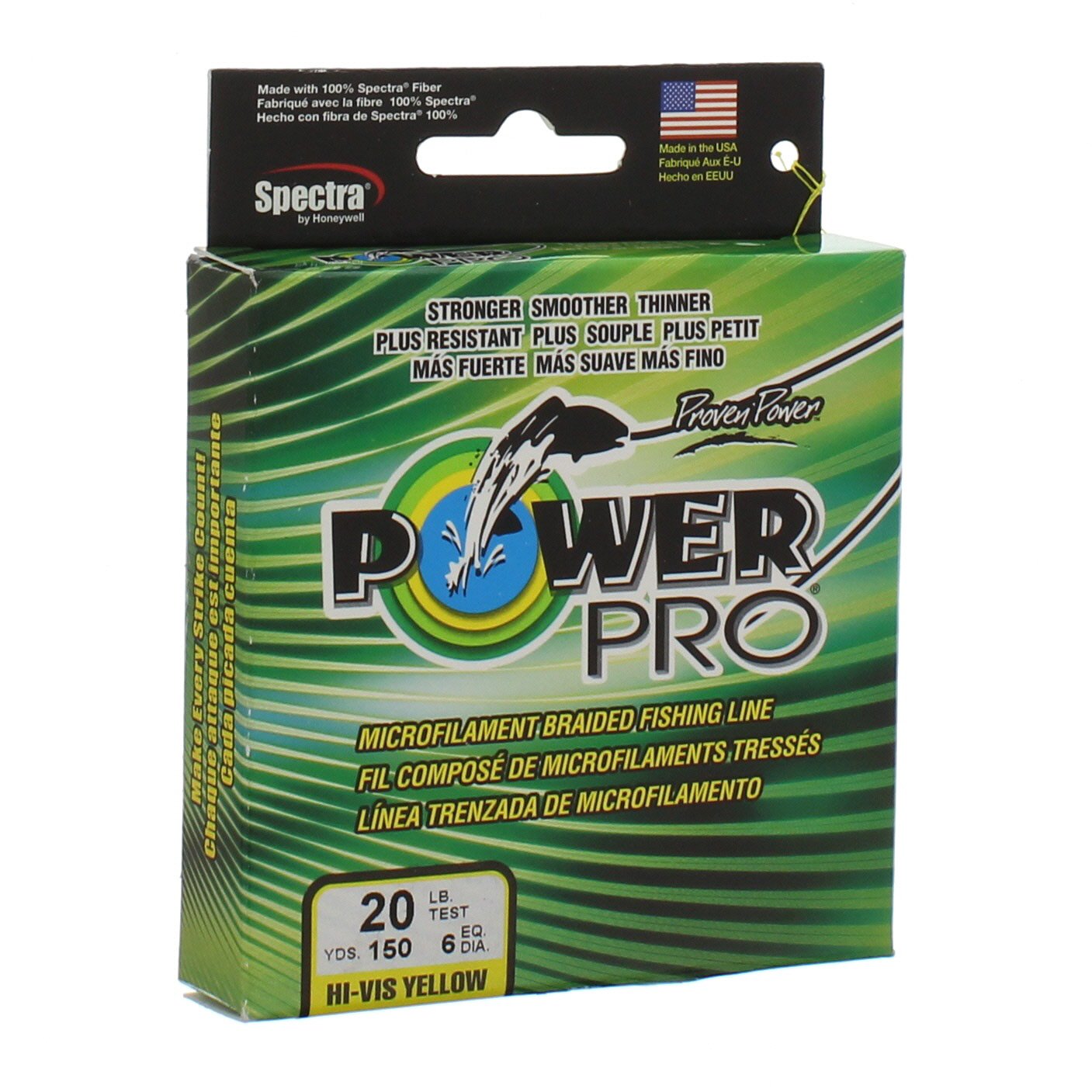 PowerPro Hi-Vis Yellow Braided Spectra Fiber Line, 20 lbs, 150 yds ...