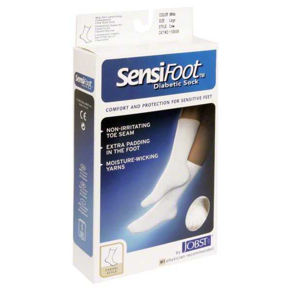SensiFoot Diabetic Crew Sock Large White - Shop Clothes & Shoes at H-E-B