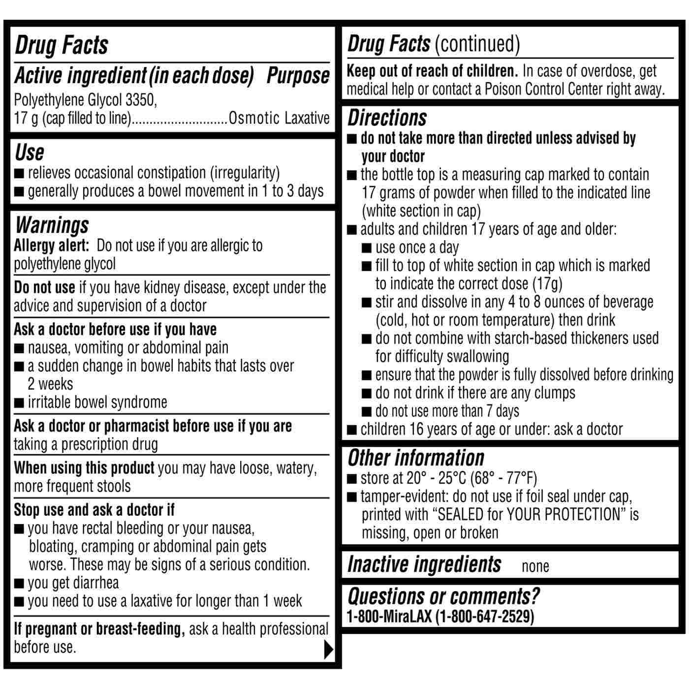 MiraLAX Laxative Powder - Shop Digestion & nausea at H-E-B