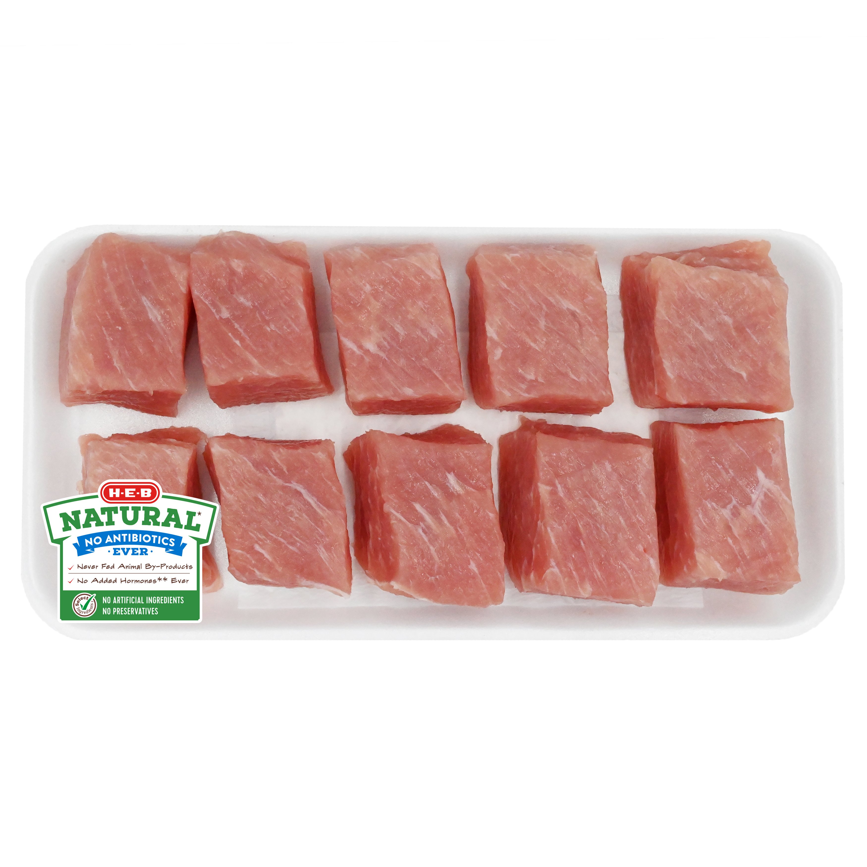 H-E-B Natural Boneless Cubed Pork for Kabobs - Shop Pork at H-E-B