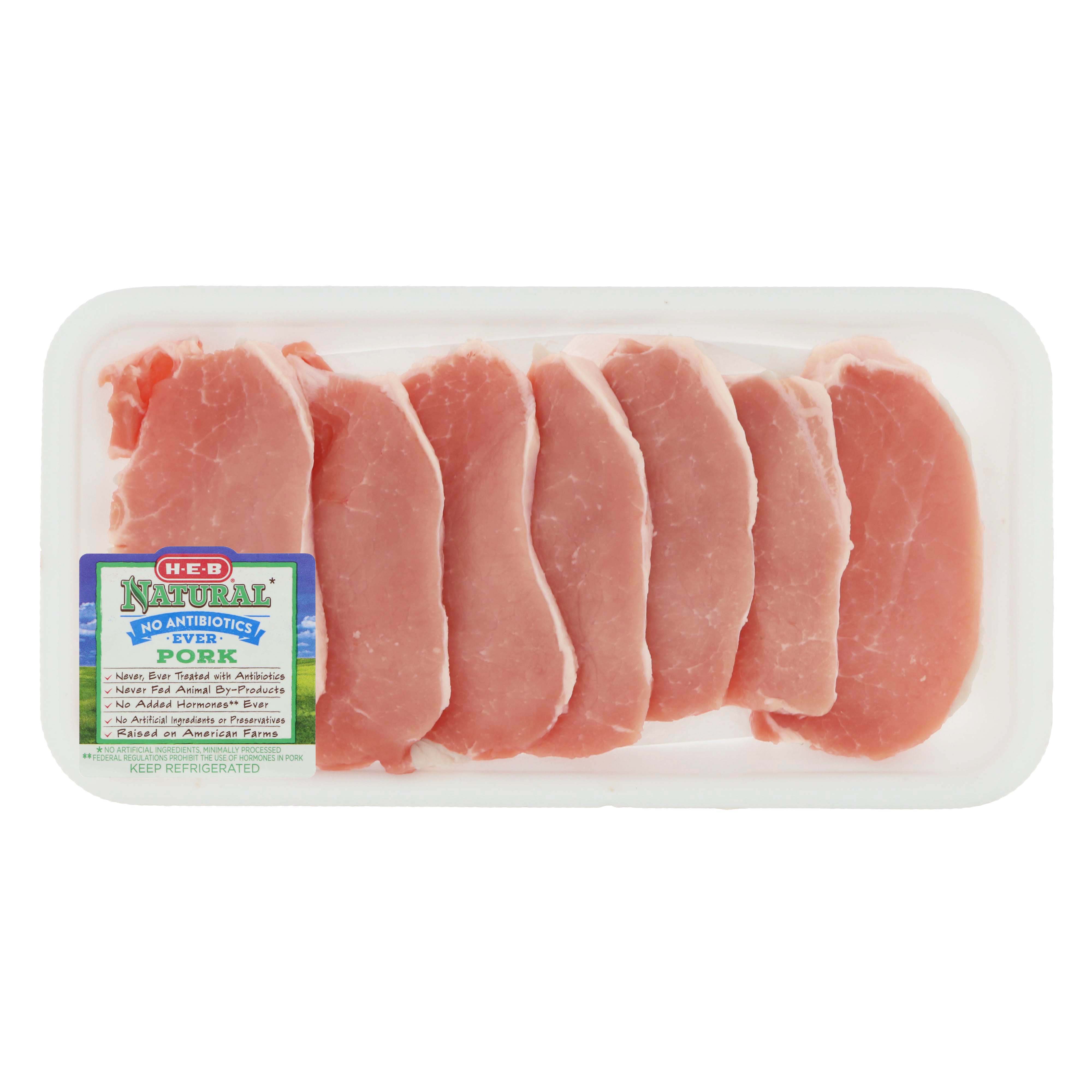 H-E-B Natural Boneless Center Loin Pork Chops, Wafer Thin - Shop Pork ...