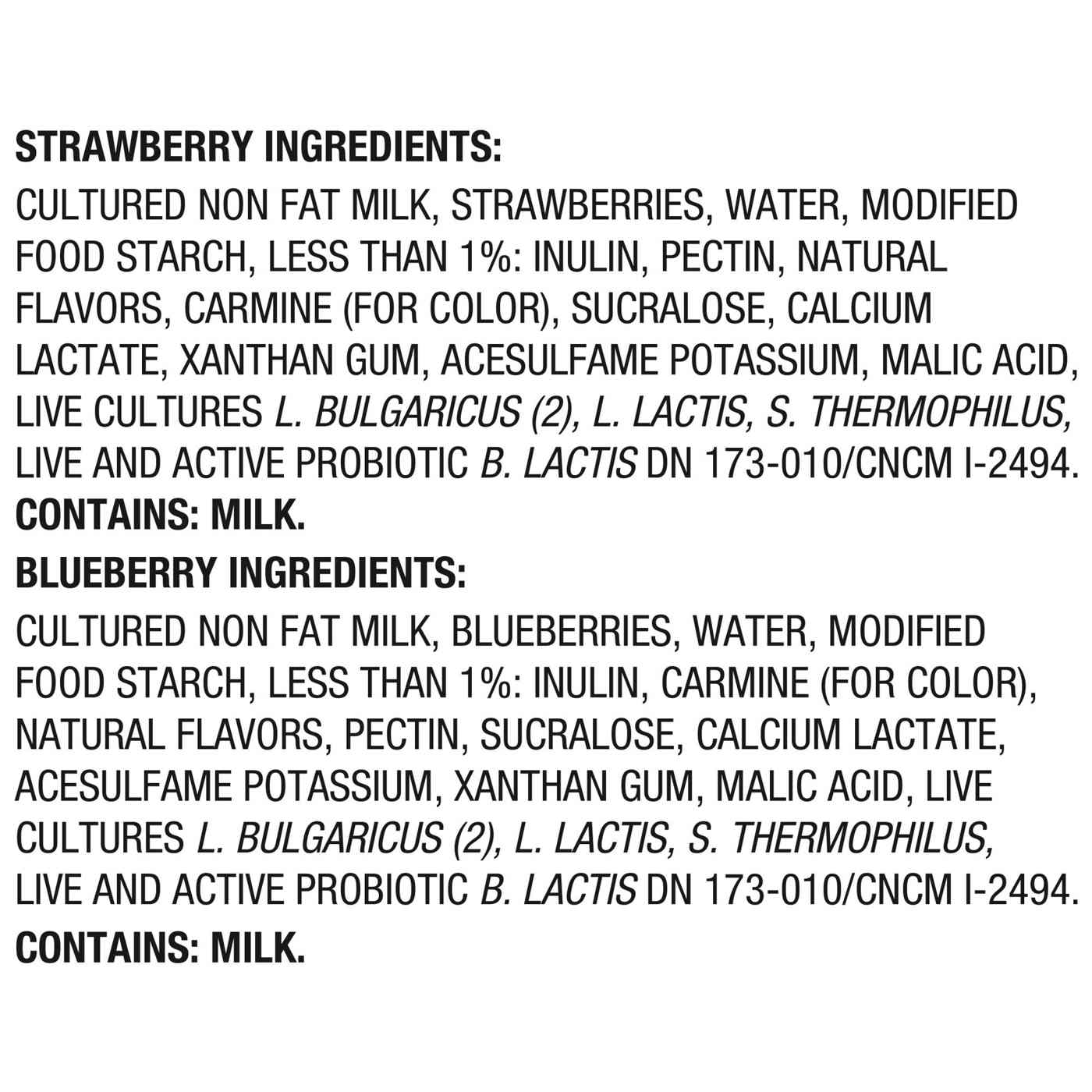 Activia Zero Added Sugar Strawberry & Blueberry Non Fat Probiotic ...
